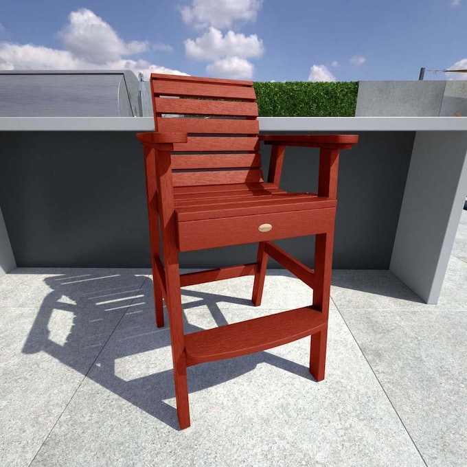 Elm Pointe Recycled Plastic Bar Stool in Rustic Red by Lakeview Outdoor ...