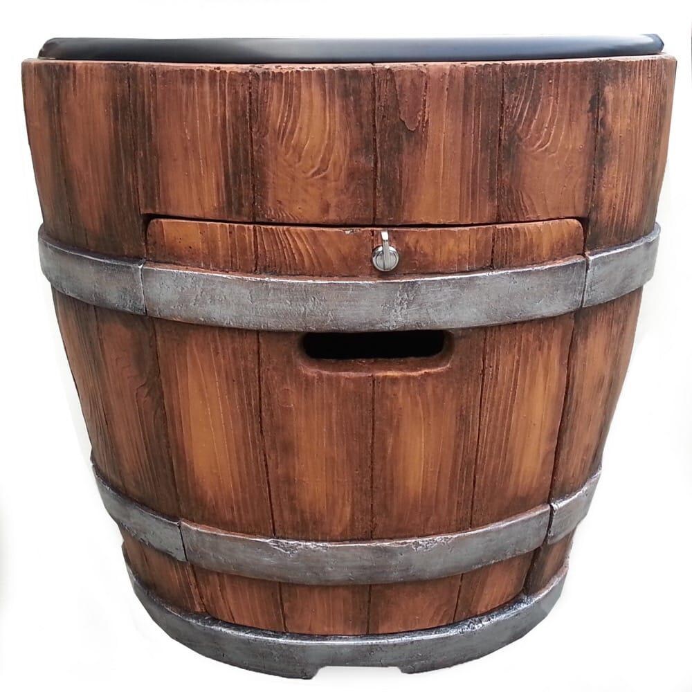 Tretco 25-Inch Tuscan Wine Barrel Round Natural Gas Concrete Fire Pit ...