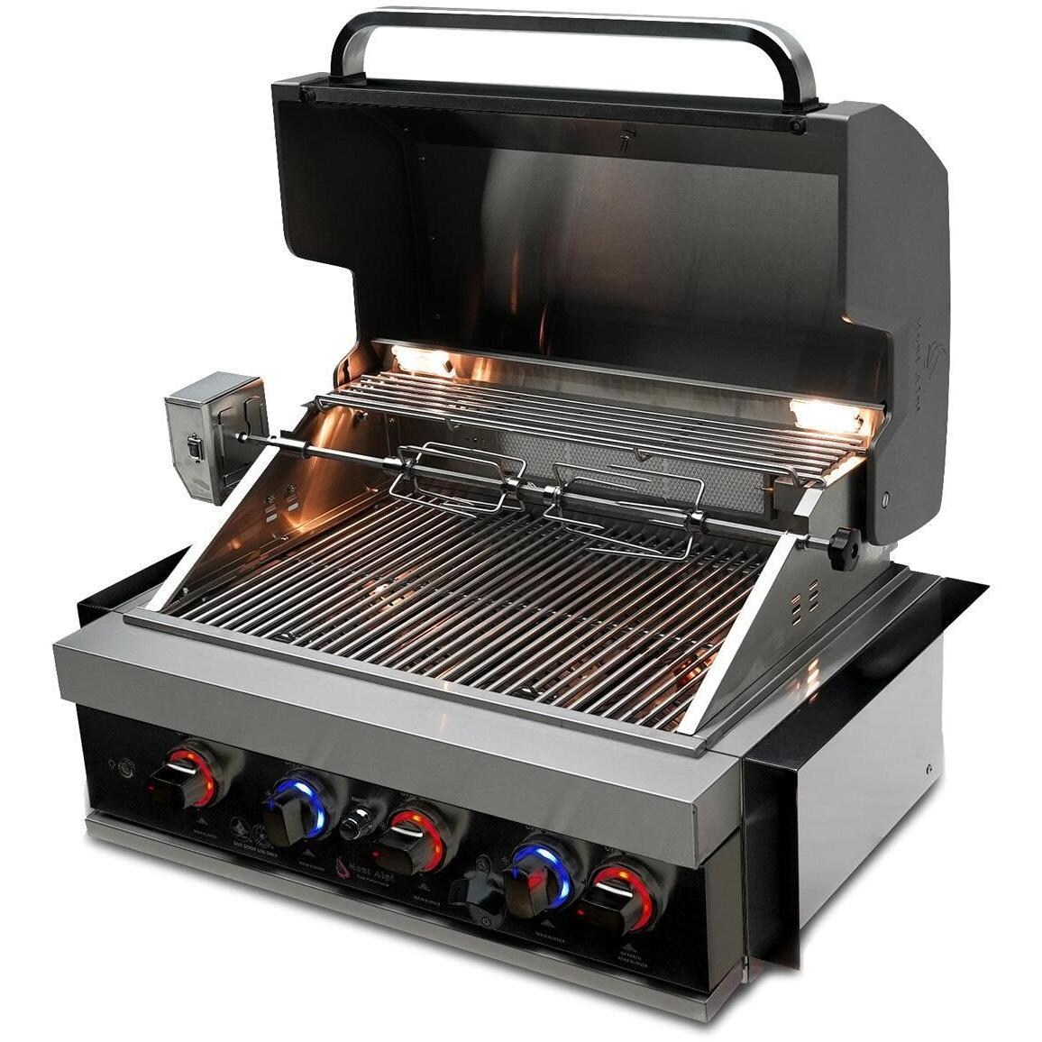 Mont Alpi 4-Burner Black Stainless Steel Art-Wood Propane Island Grill ...