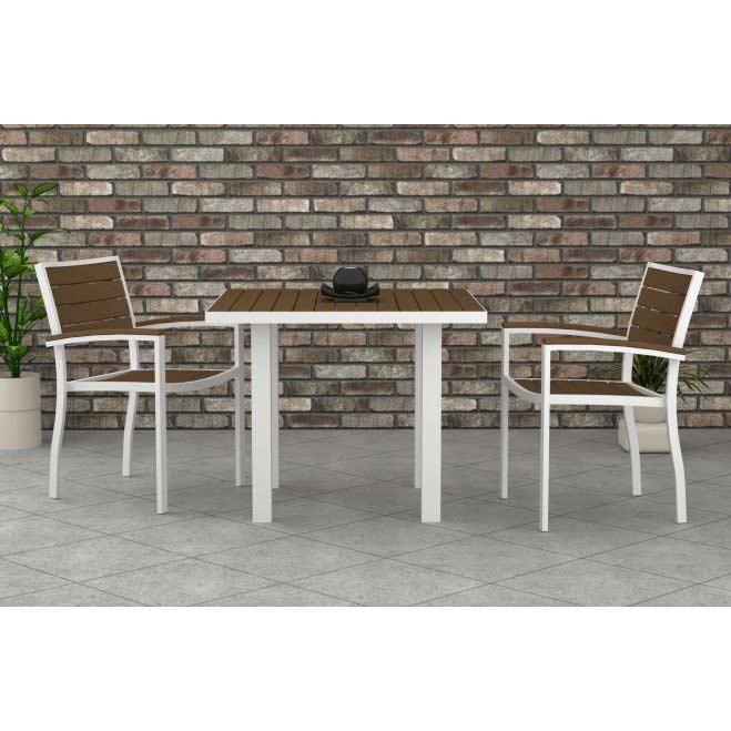 Poly-Wood Recycled Plastic Wood Euro 3-pc. Teak Outdoor Patio Dining ...