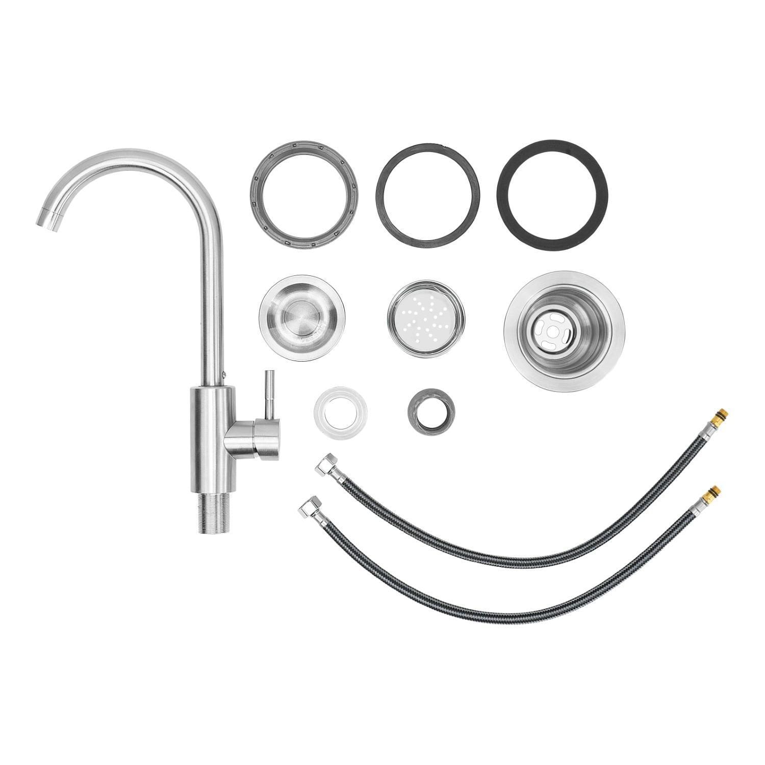 Bull Large Stainless Steel Sink & Faucet All In one Kit - Under & Over ...