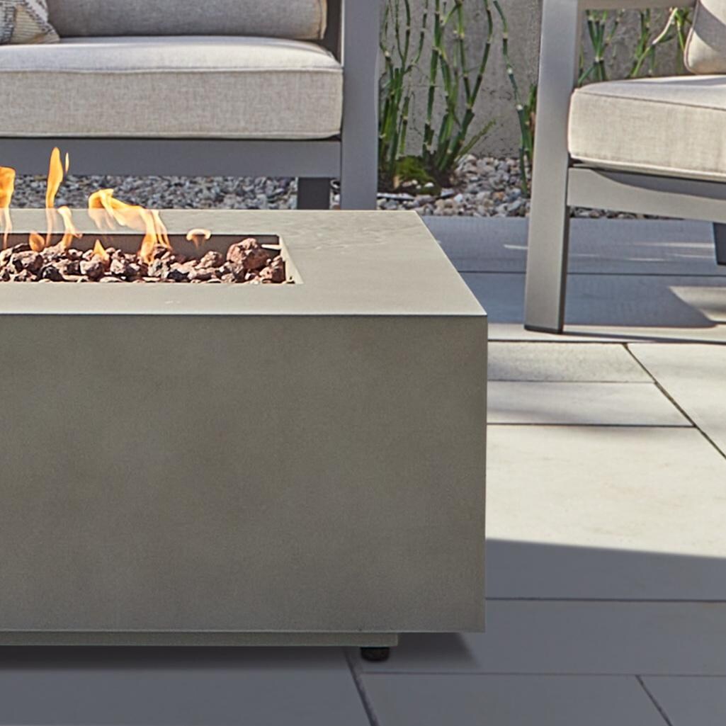 Elysian 50 Inch Rectangular Powder Coated Steel Natural Gas Fire Pit ...