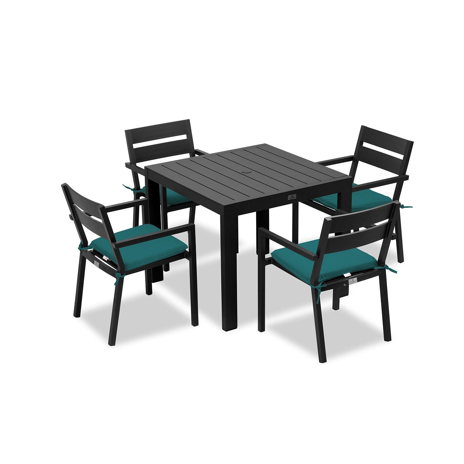 Calm Bay Classic 5 Pc Square Aluminum Dining Set in Black/Spectrum ...