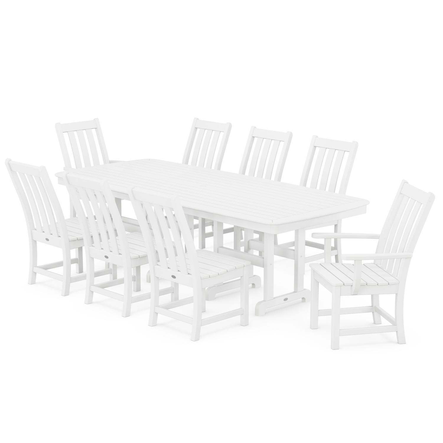 POLYWOOD Vineyard 9-Piece Nautical Dining Set - White : BBQGuys