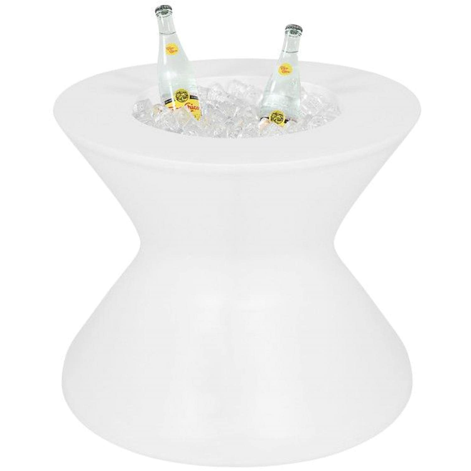 Signature 22 Inch Round Polyresin End Table w/ Ice Bucket in White by ...