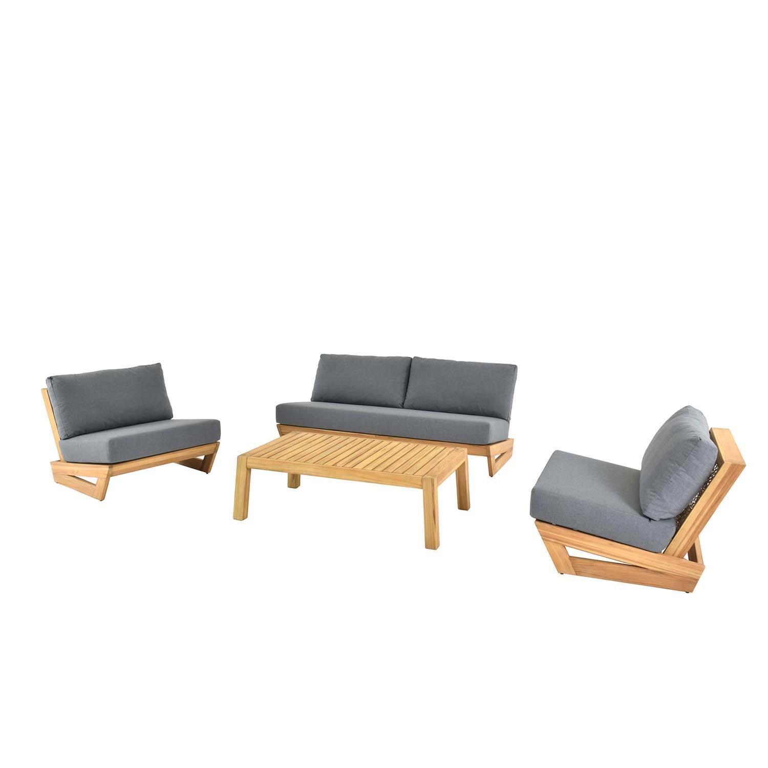 Willow Bay 4 Pc Teak Seating Set in Teak/Nurture Smoke by Lakeview ...
