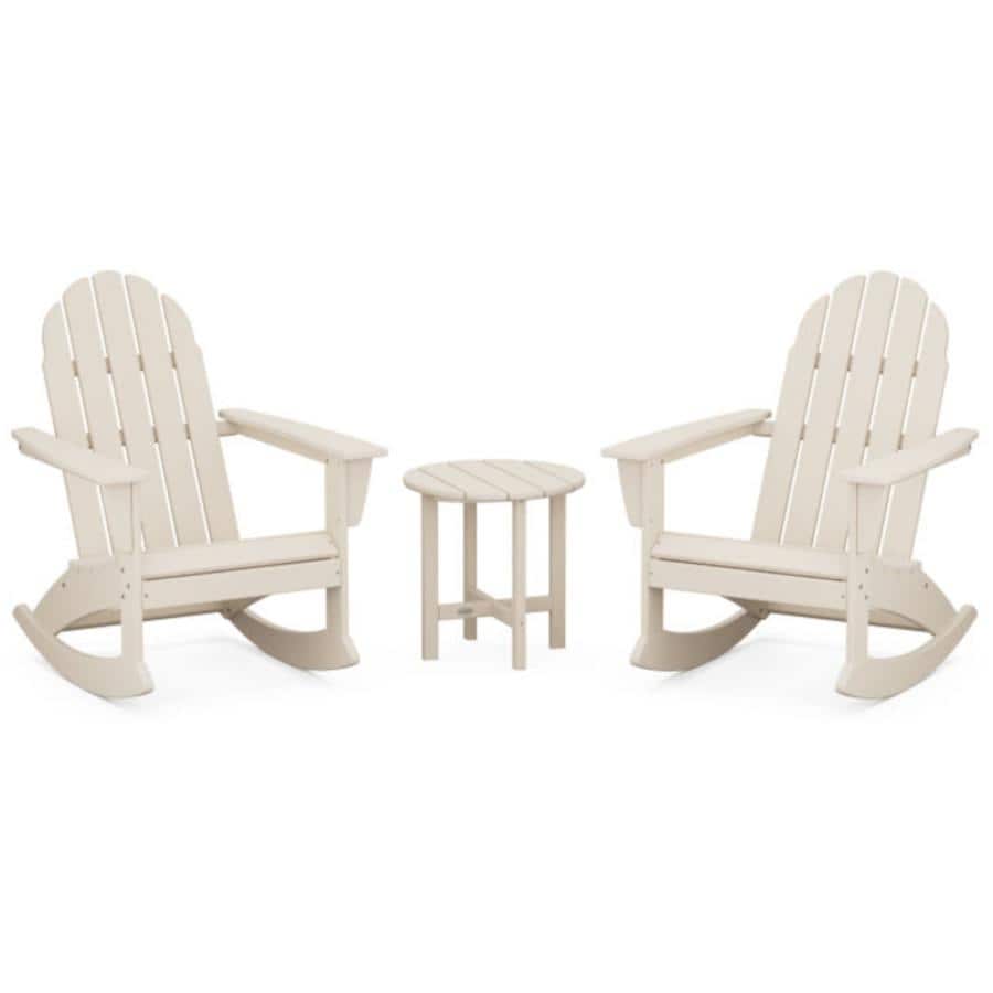 POLYWOOD Vineyard 3-Piece Adirondack Rocking Chair Set in Sand : BBQGuys