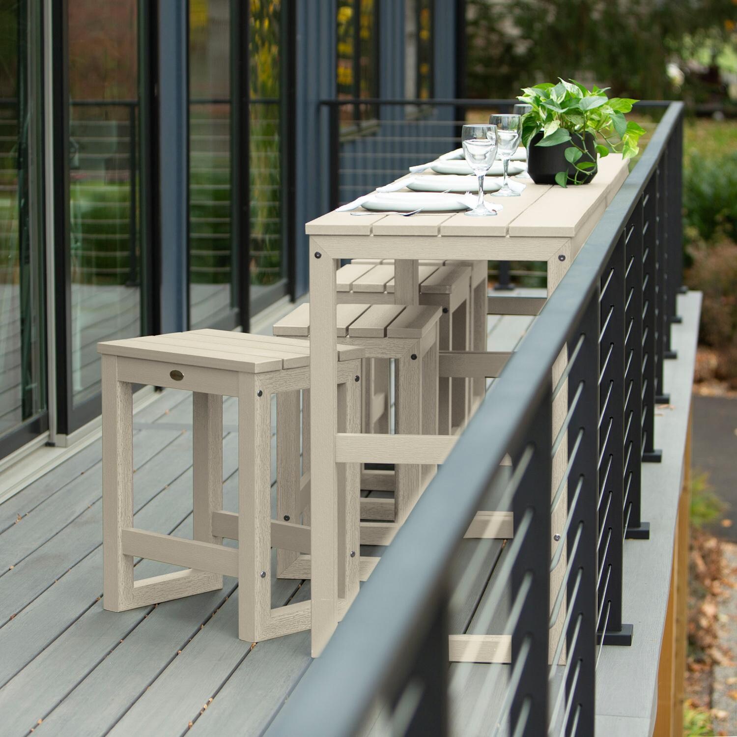 Audubon 6 Pc Recycled Plastic Counter Height Balcony Dining Bar Set in ...
