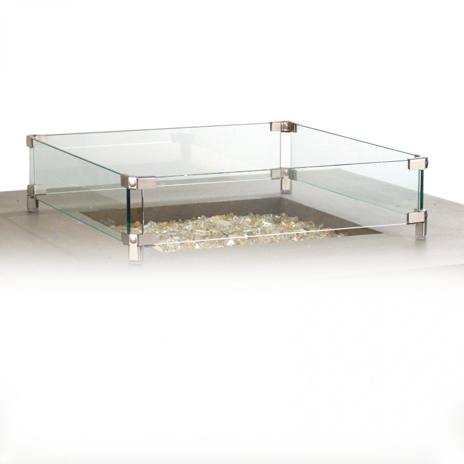 American Fyre Designs Glass Wind Guard For Square Fire Tables : BBQGuys