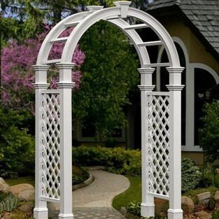 New England Arbors Nantucket Legacy 8.5 Ft Vinyl Arbor : BBQGuys