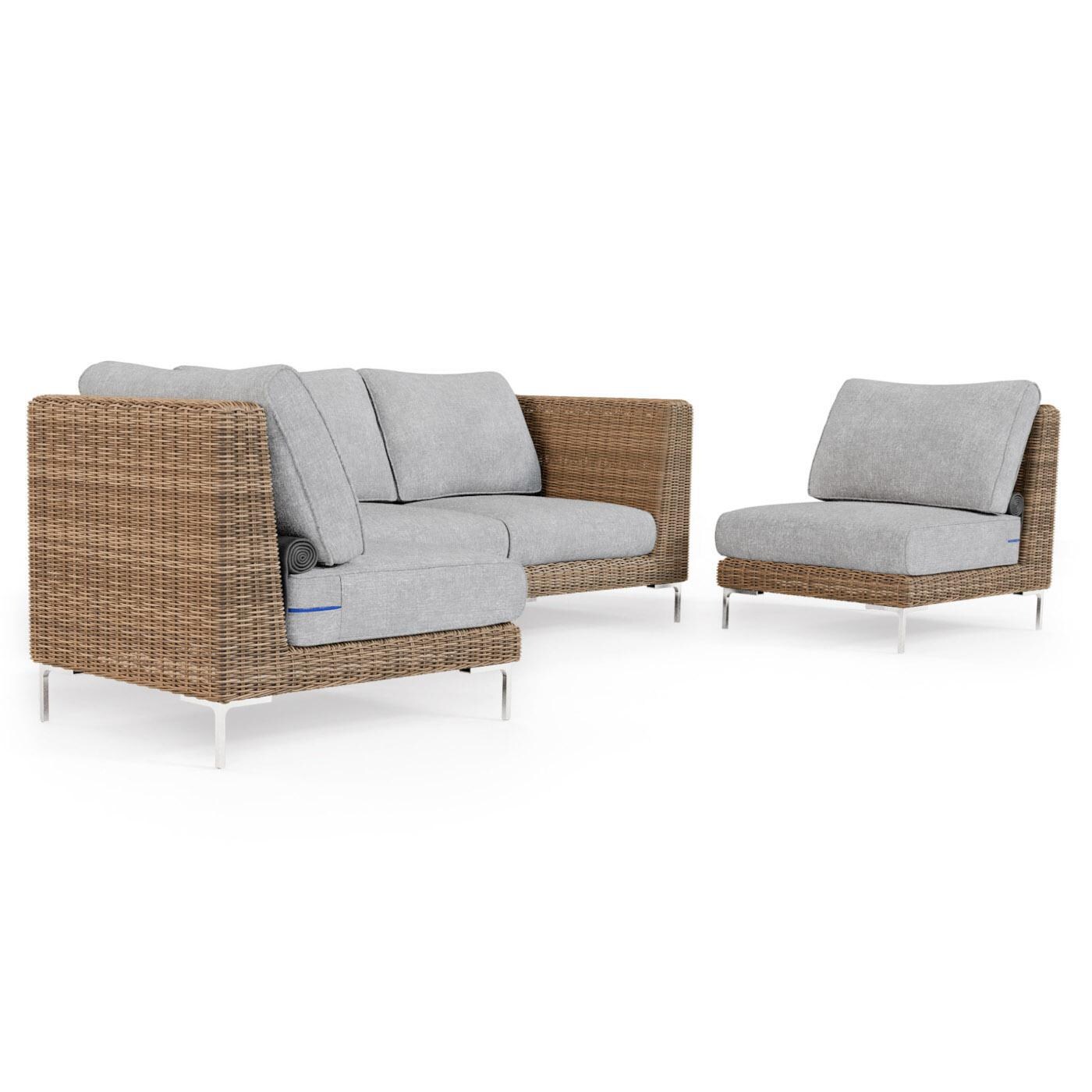 Outer Brown Wicker Outdoor Loveseat with Armless Chairs - 4 Seat W ...