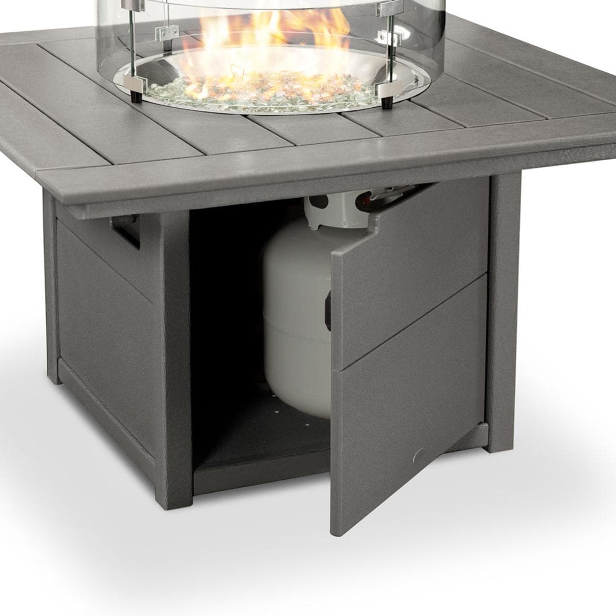 43 Inch Square Recycled Plastic Propane Fire Pit Table in Teak by ...