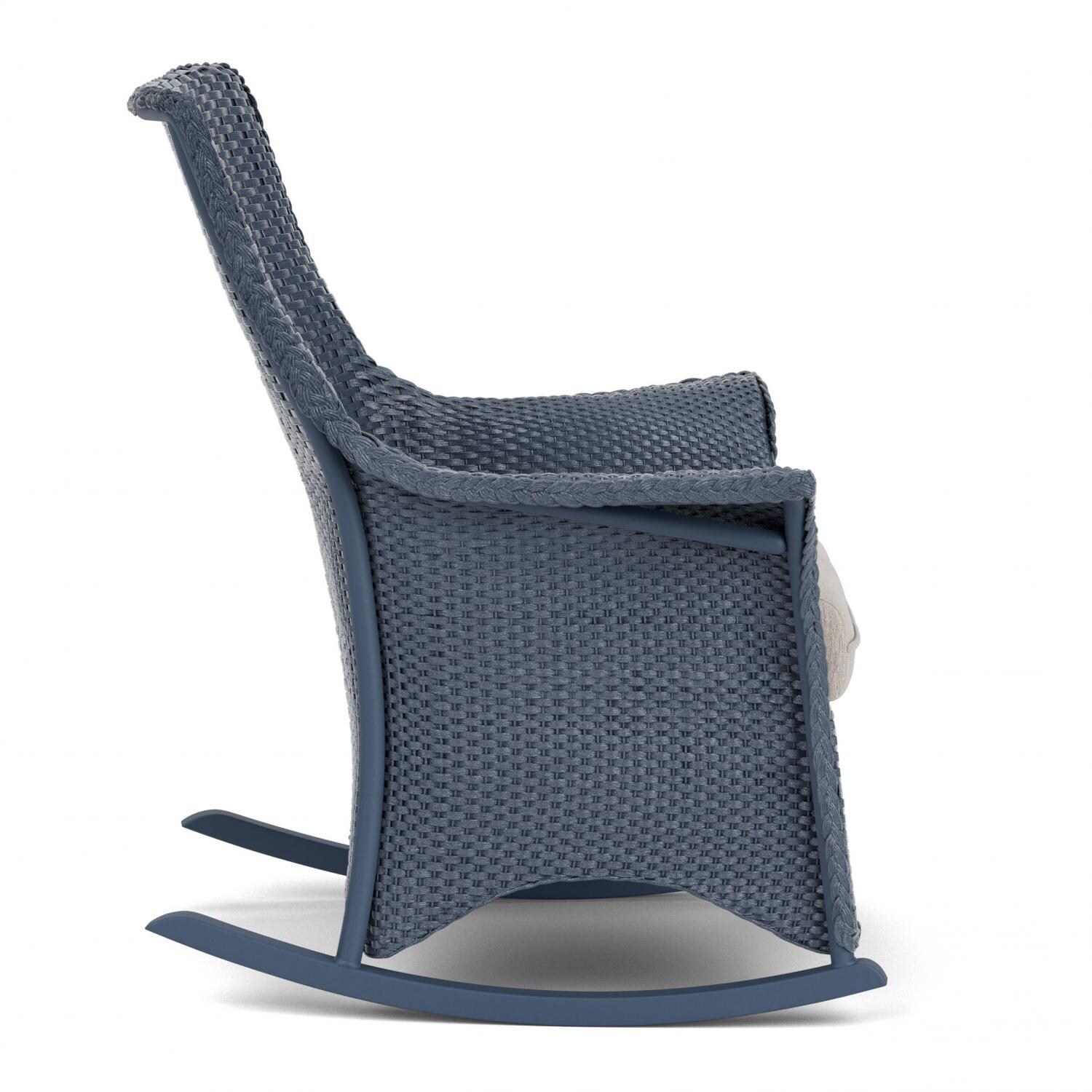 Mandalay Wicker Rocking Chair w/ Cushions in Denim Blue/Remy Cloud By ...