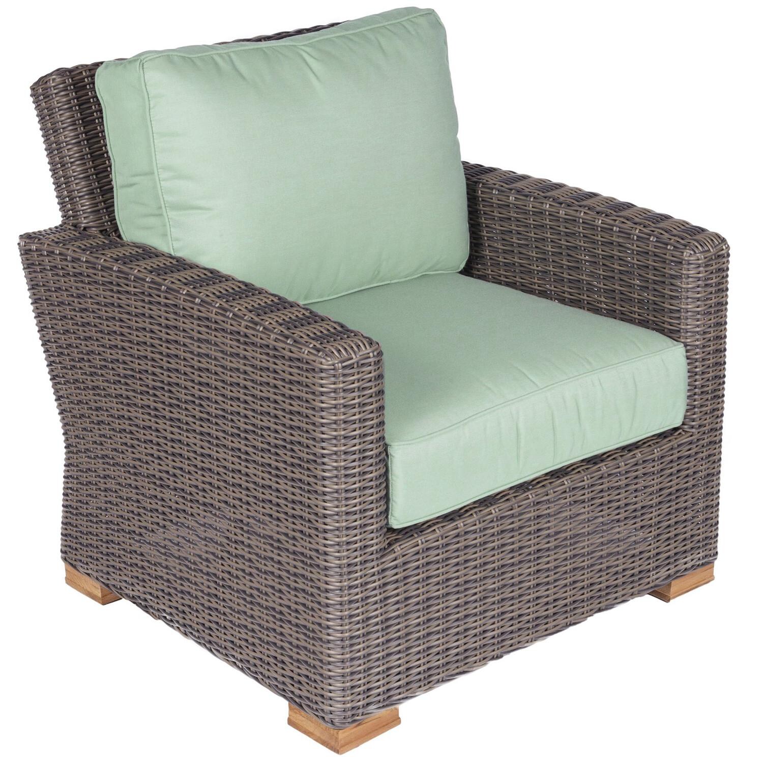 Sanibel Wicker Patio Club Chair W/ Sunbrella Canvas Spa Cushions By ...