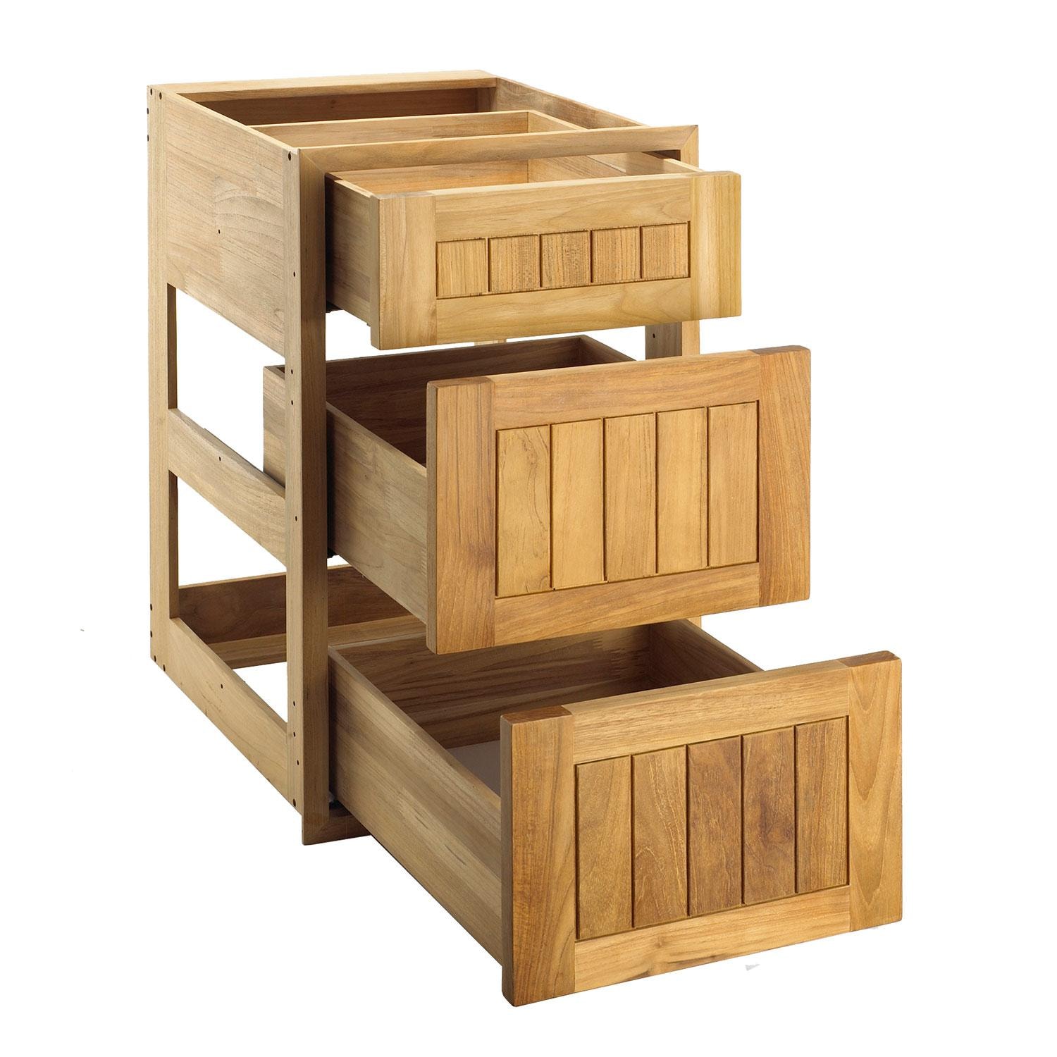 Pacific Teak Millworks 18 Inch Cottage Panel Triple Drawer : BBQGuys