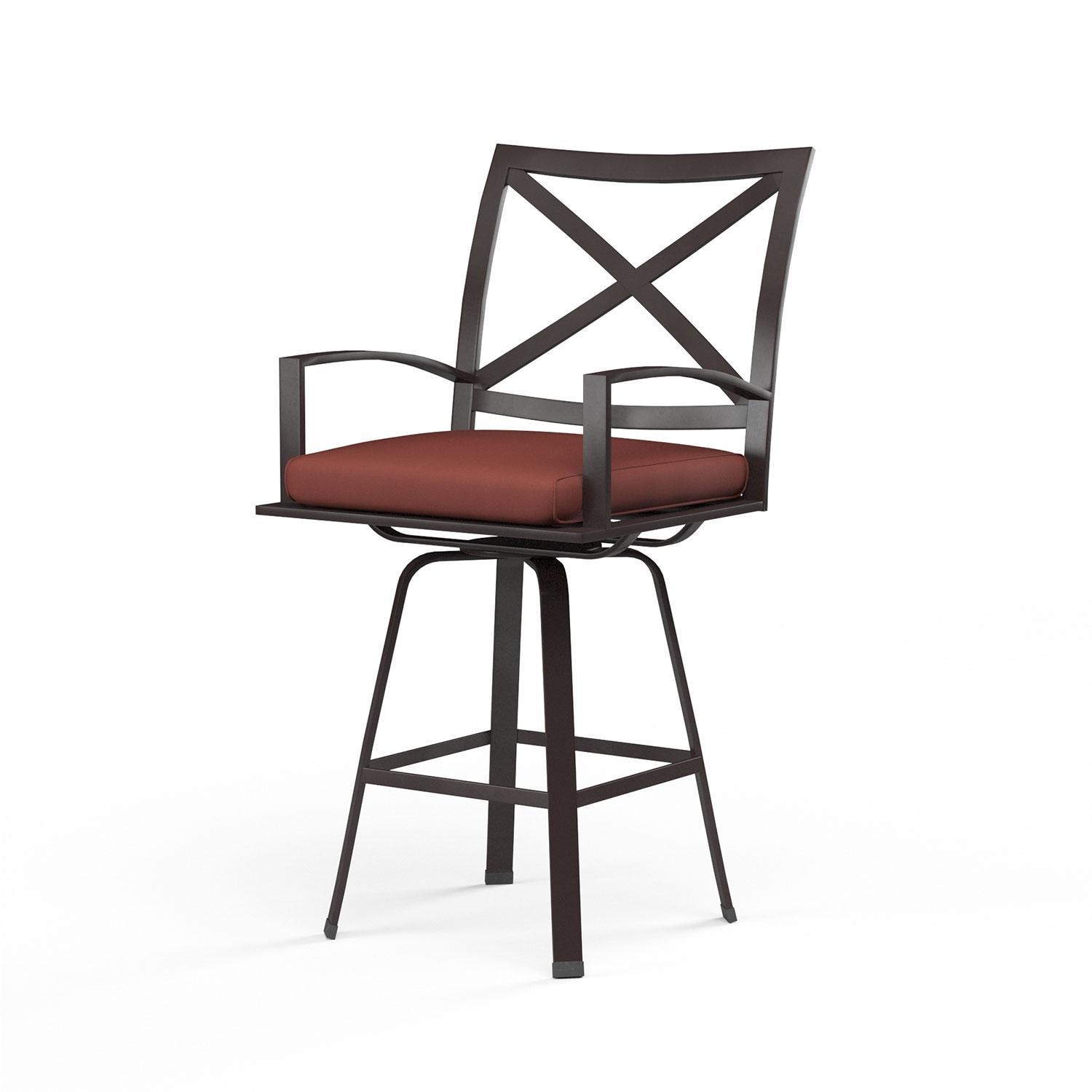 La Jolla Aluminum Patio Swivel Counter Stool in Canvas Henna w/ Self ...