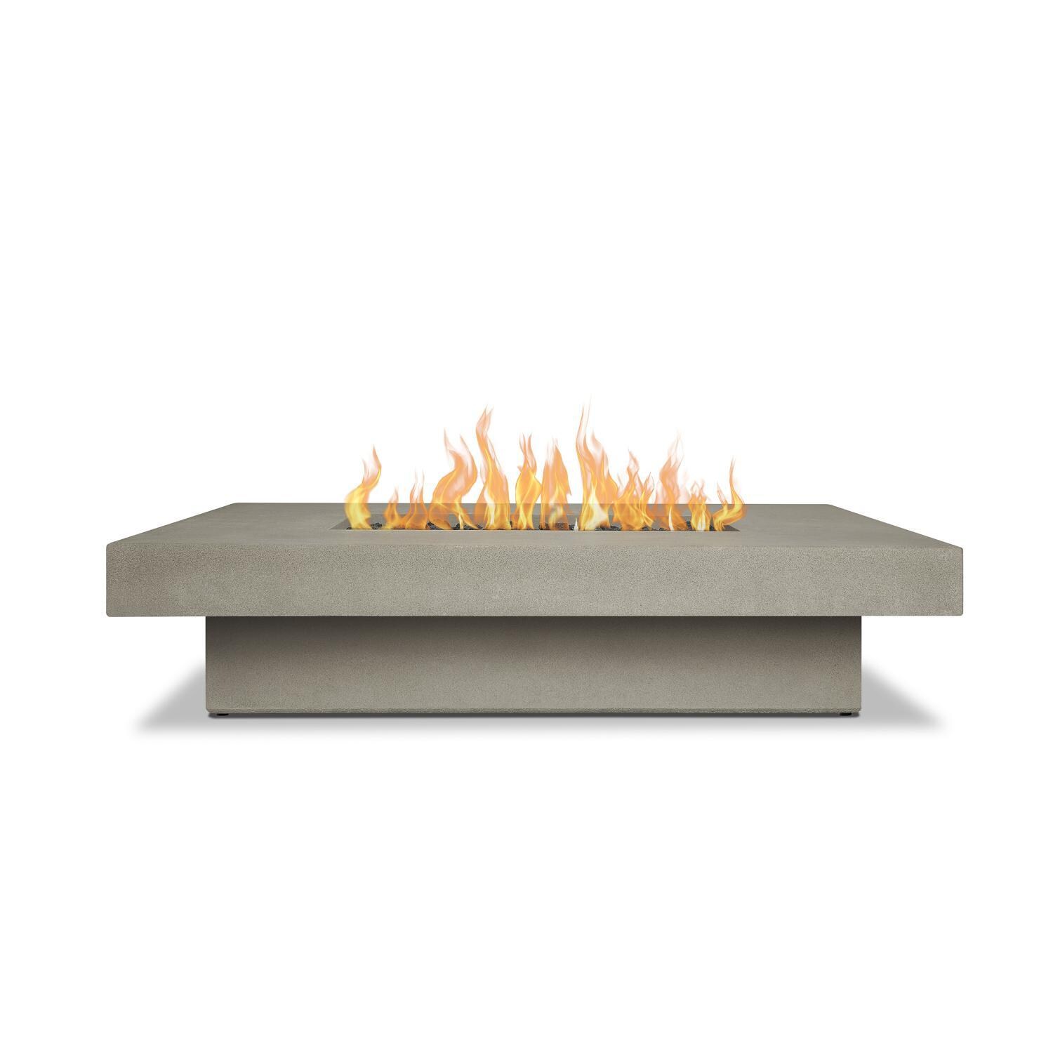 Hickory Bay 60 Inch Rectangular GFRC Propane Fire Pit Table in Flint by ...