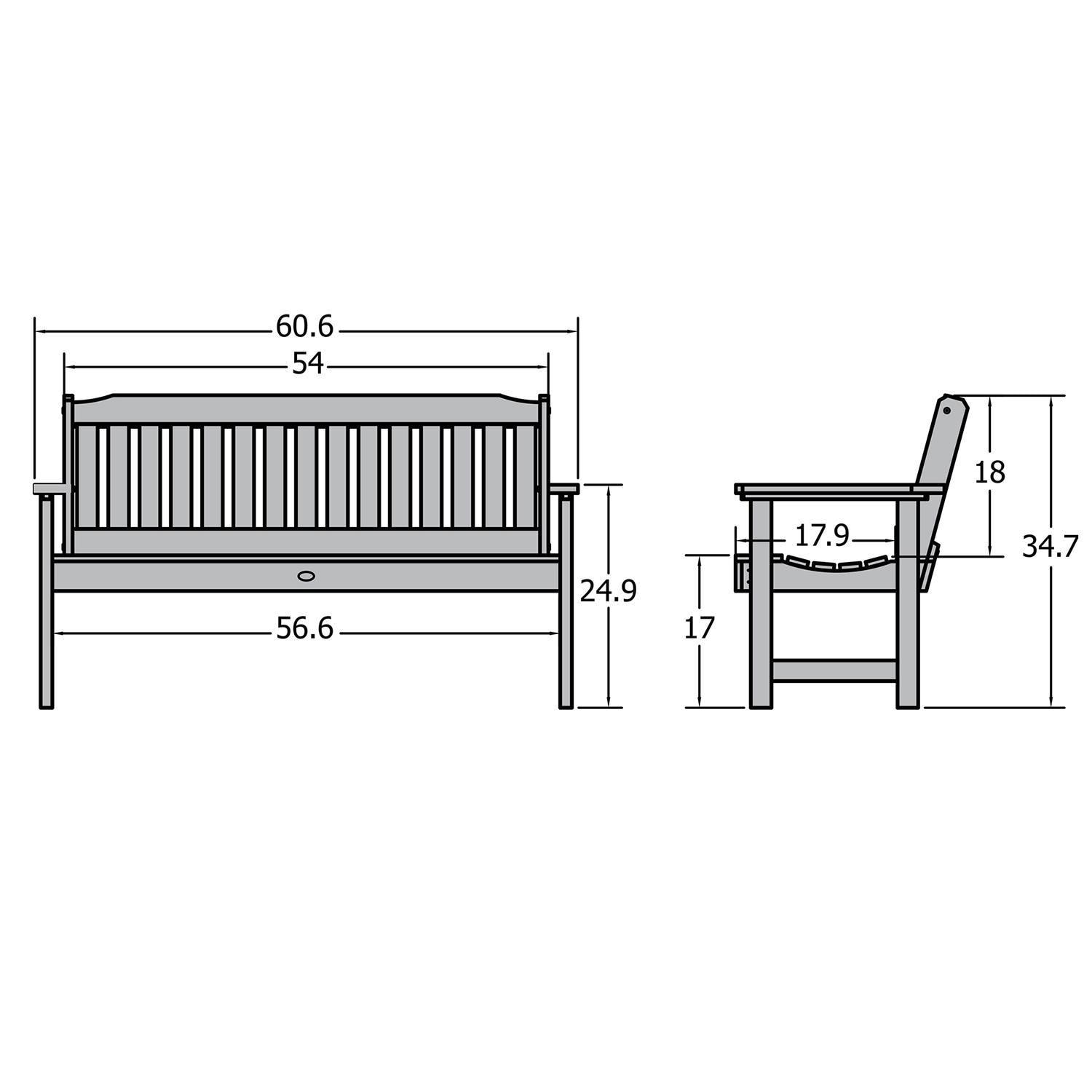 Hart Lane 5 Ft Recycled Plastic Garden Bench in Coastal Teak by ...