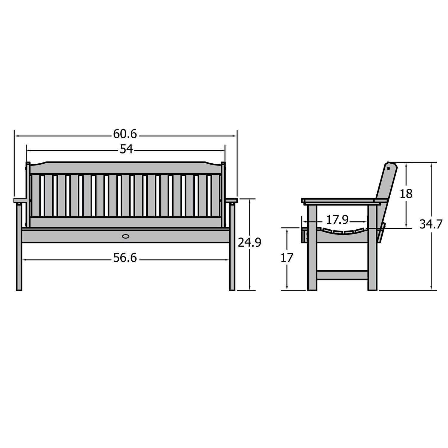 park bench dimensions