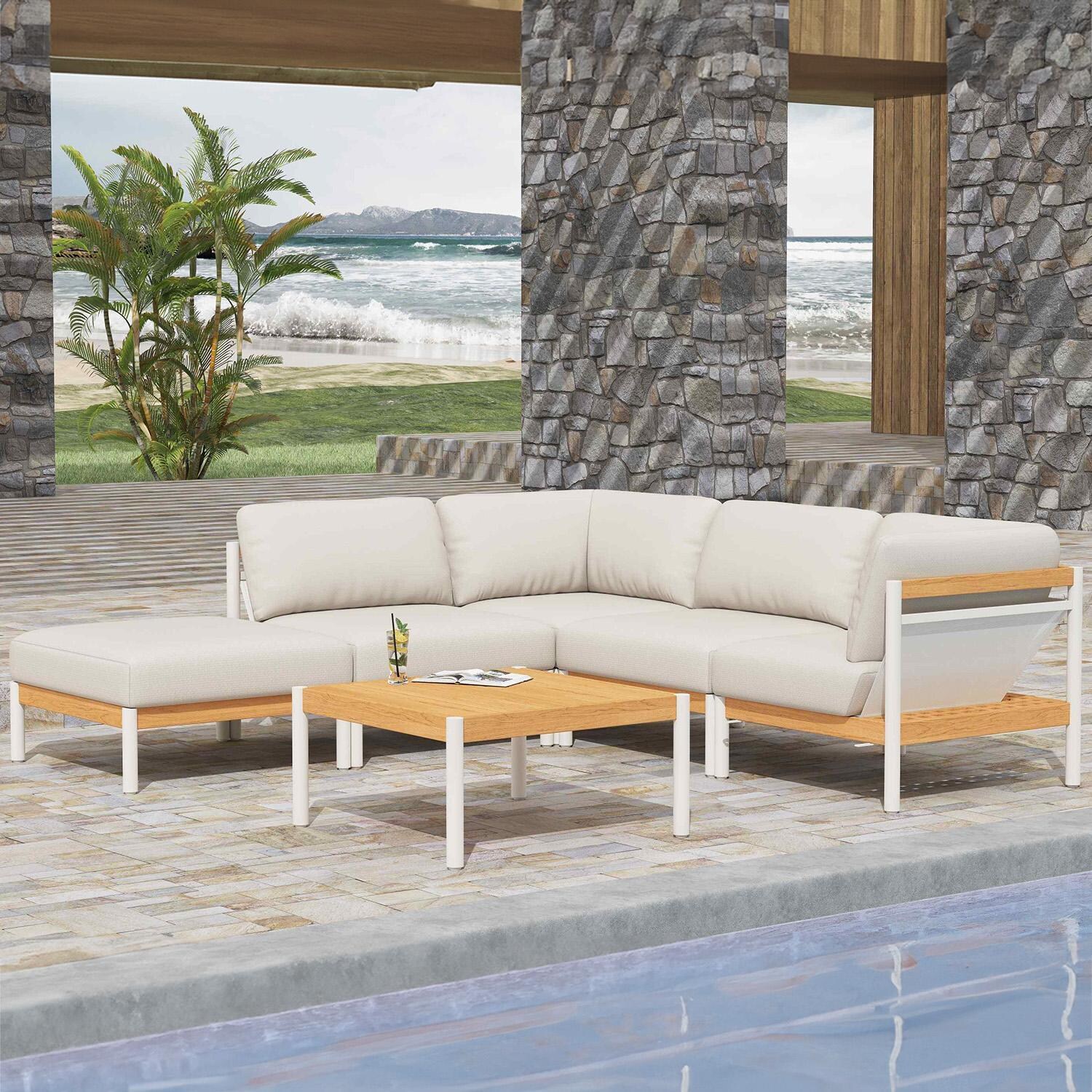 Carolton 6 Pc Aluminum Seating Set in White By Lakeview Outdoor Designs ...