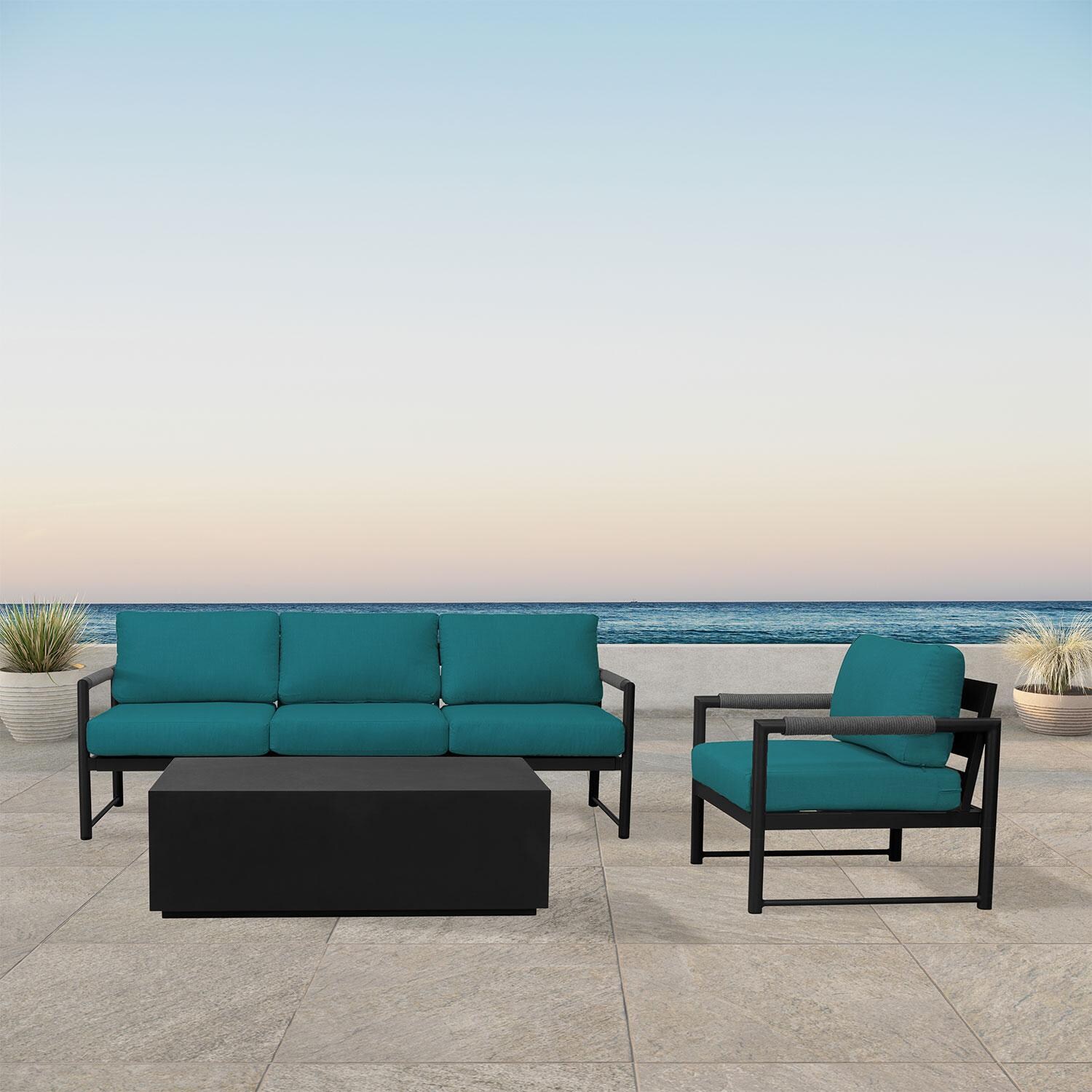 Lakeview Avenue Bay Black/Carbon 3 Pc Sofa Set - Spectrum Peacock : BBQGuys