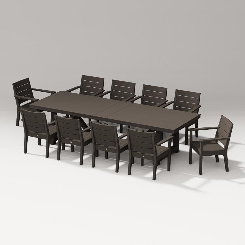 Latitude 11 Pc A-Frame Table Arm Chair Dining Set in Vintage Coffee By ...
