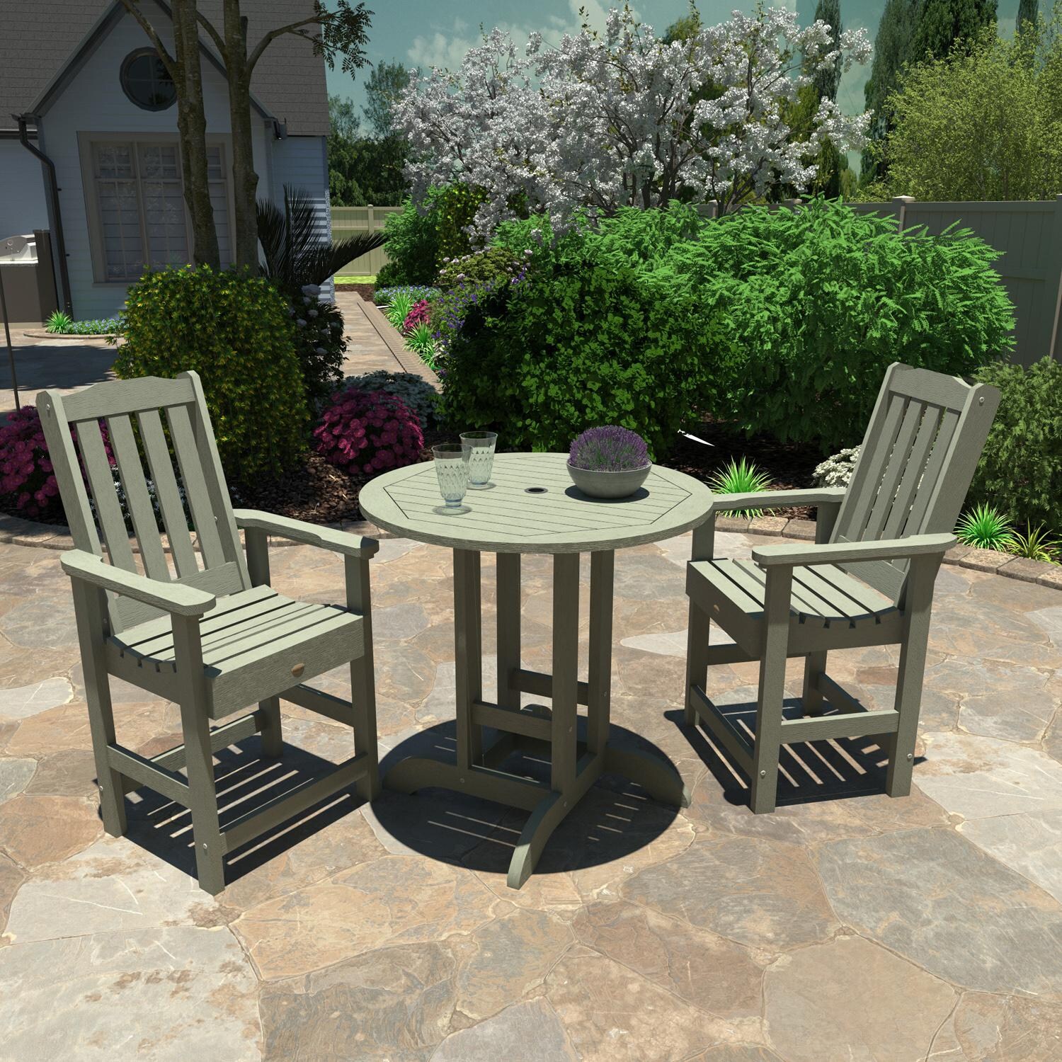 Hart Lane 3 Pc Recycled Plastic Round Counter Dining Set in Eucalyptus ...