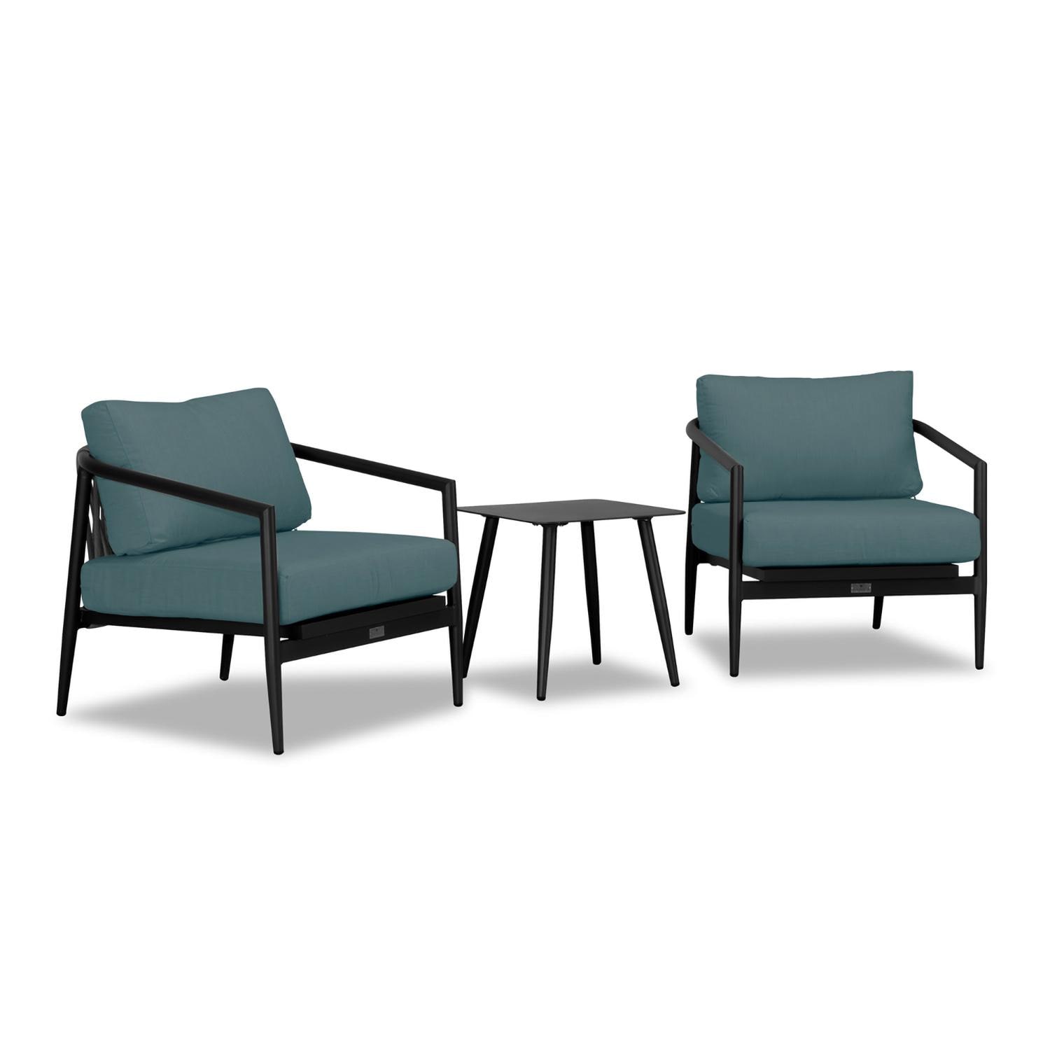 Midnight Cove 3 Pc Aluminum Seating Set w/ Club Chairs in Black/Cast ...