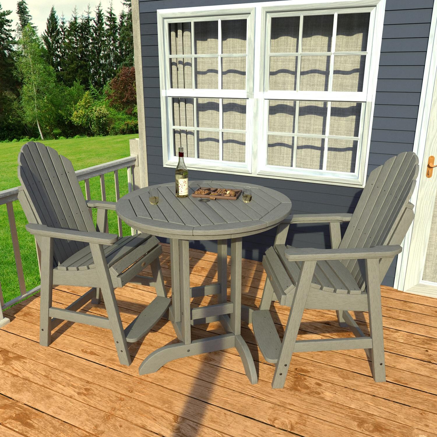 Dream Bay 3 Pc Recycled Plastic Round Counter Dining Set in Coastal ...