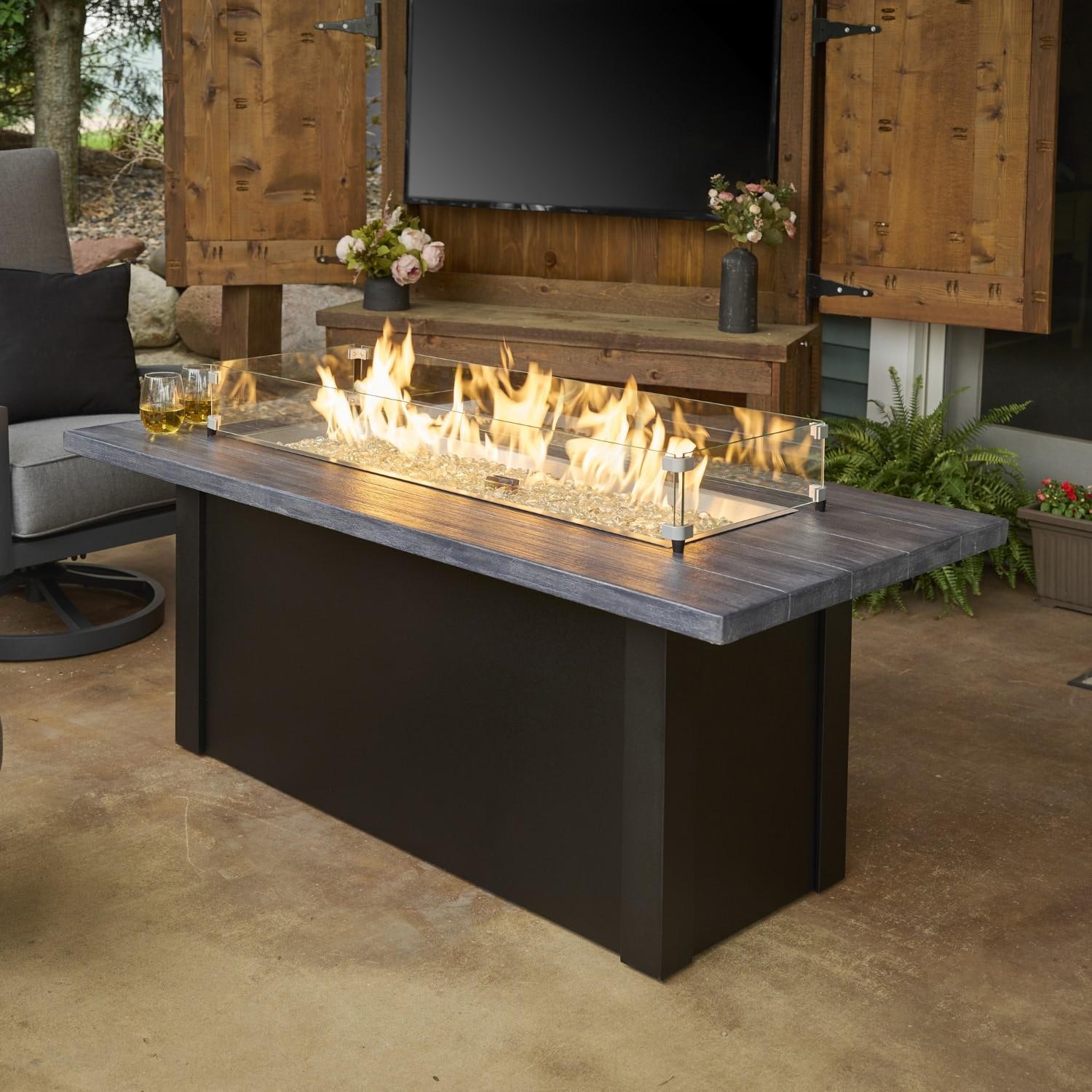 Havenwood 62 Inch Rectangular Aluminum Natural Gas Fire Pit Table in ...