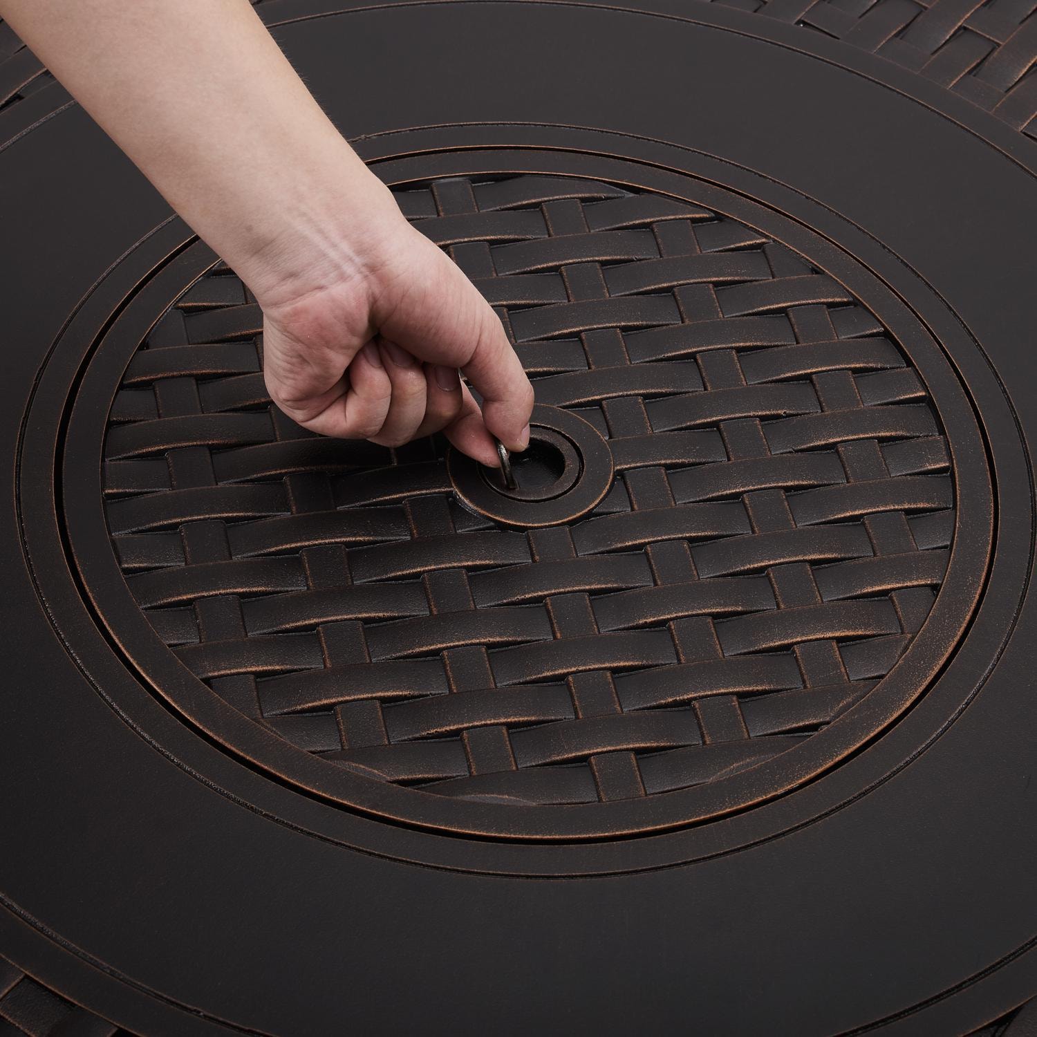 Welcome View 34 Inch Round Aluminum Natural Gas Fire Pit Table in ...