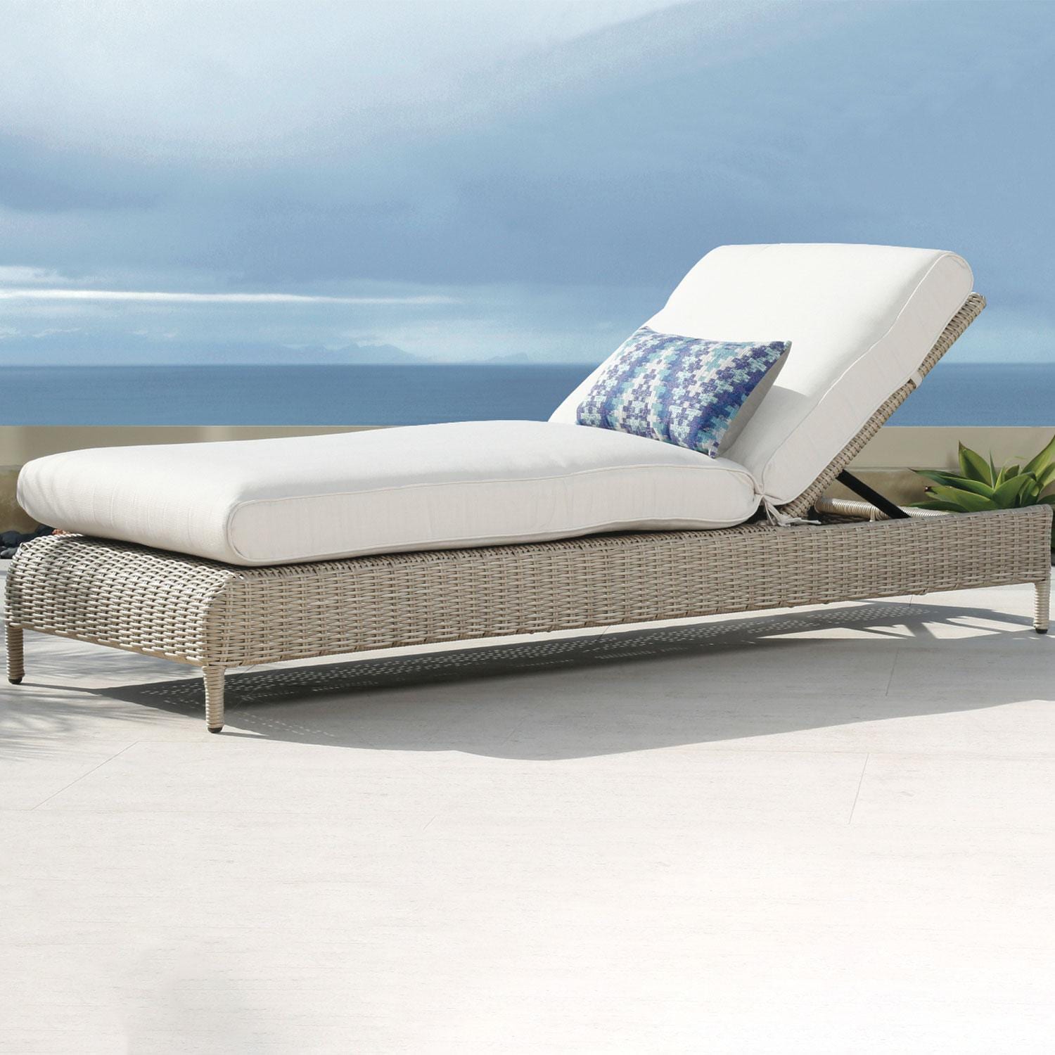 Manhattan Wicker Patio Adjustable Chaise Lounge in Spectrum Indigo w ...