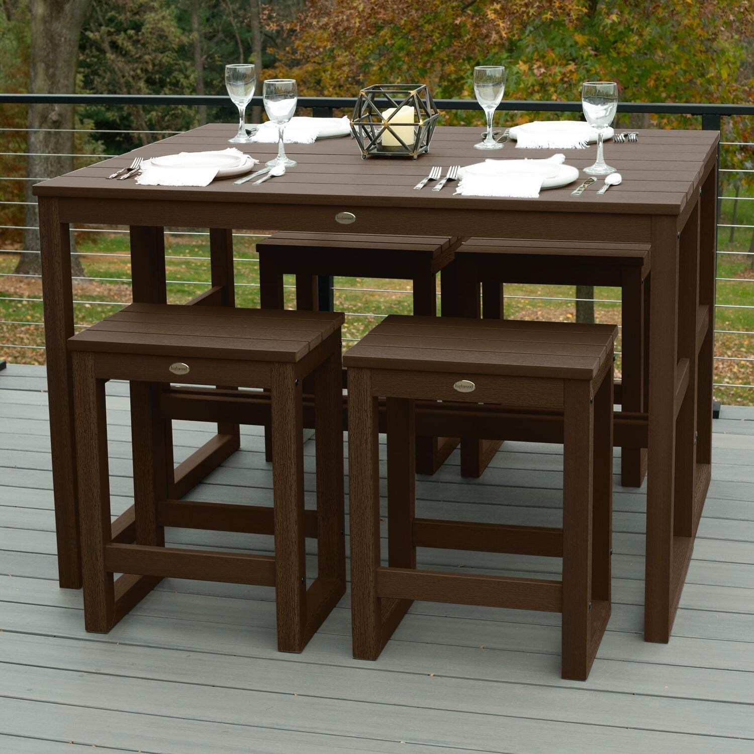 Audubon 6 Pc Recycled Plastic Counter Height Balcony Dining Bar Set in ...