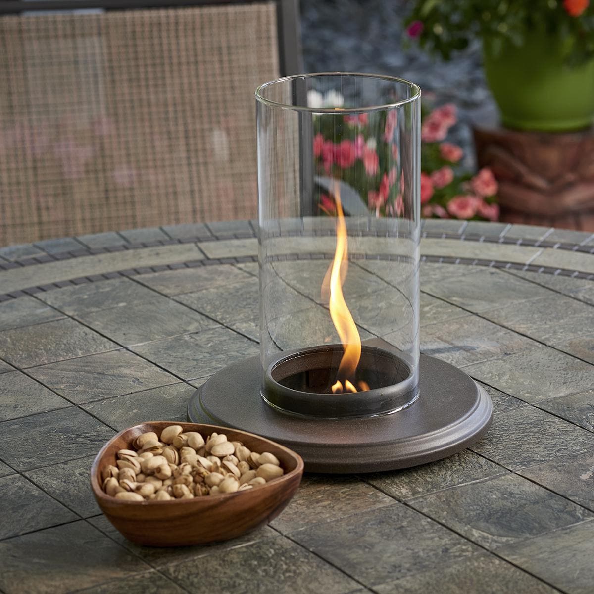 Intrigue 10 Inch Round Steel Propane Table-top Fire Pit in Gray by The ...