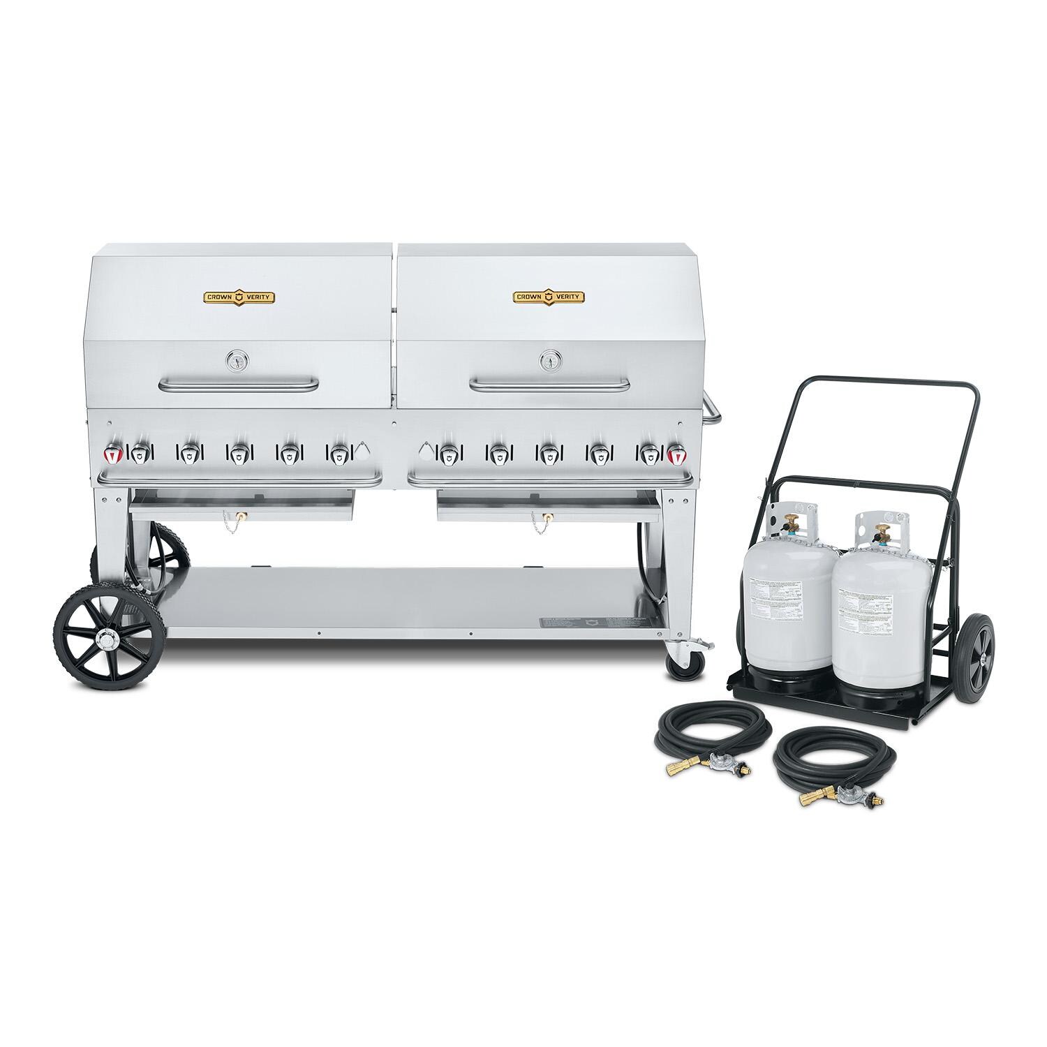 Crown Verity 72-Inch Mobile Grill & Propane Cart W/2 Roll Domes- CV-MCC ...