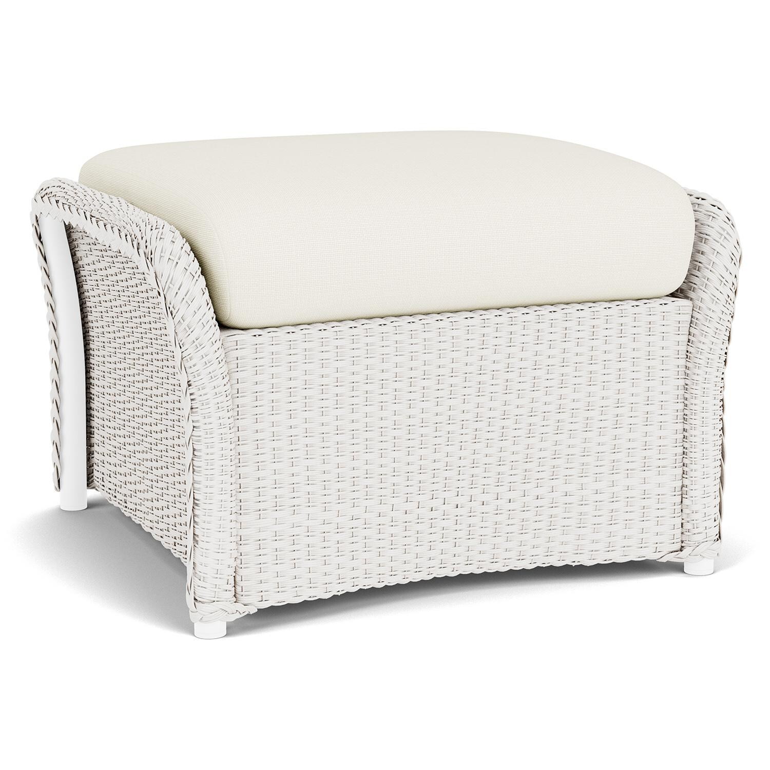 Weekend Retreat Wicker Ottoman in White/Sailcloth Salt By Lloyd ...