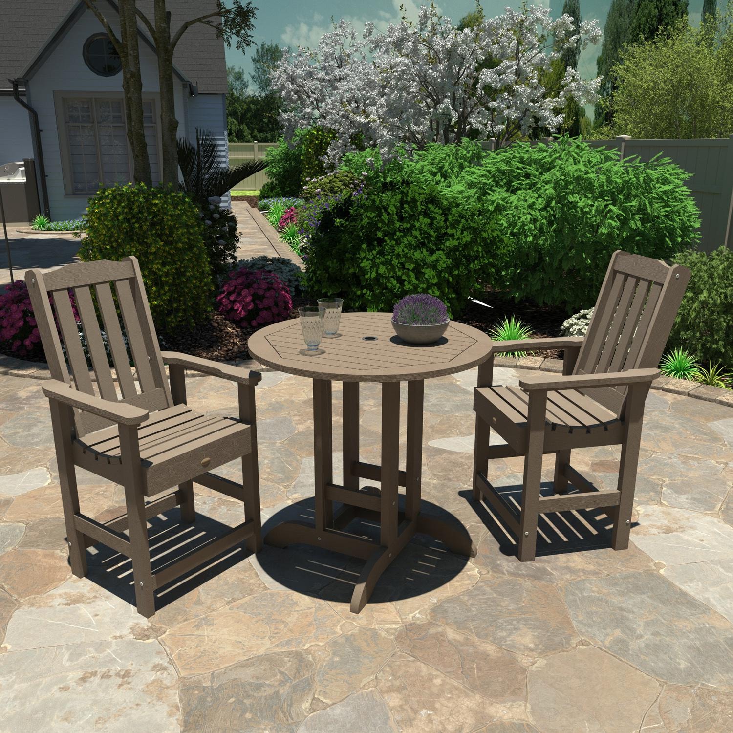 Hart Lane 3 Pc Recycled Plastic Round Counter Dining Set in Woodland ...