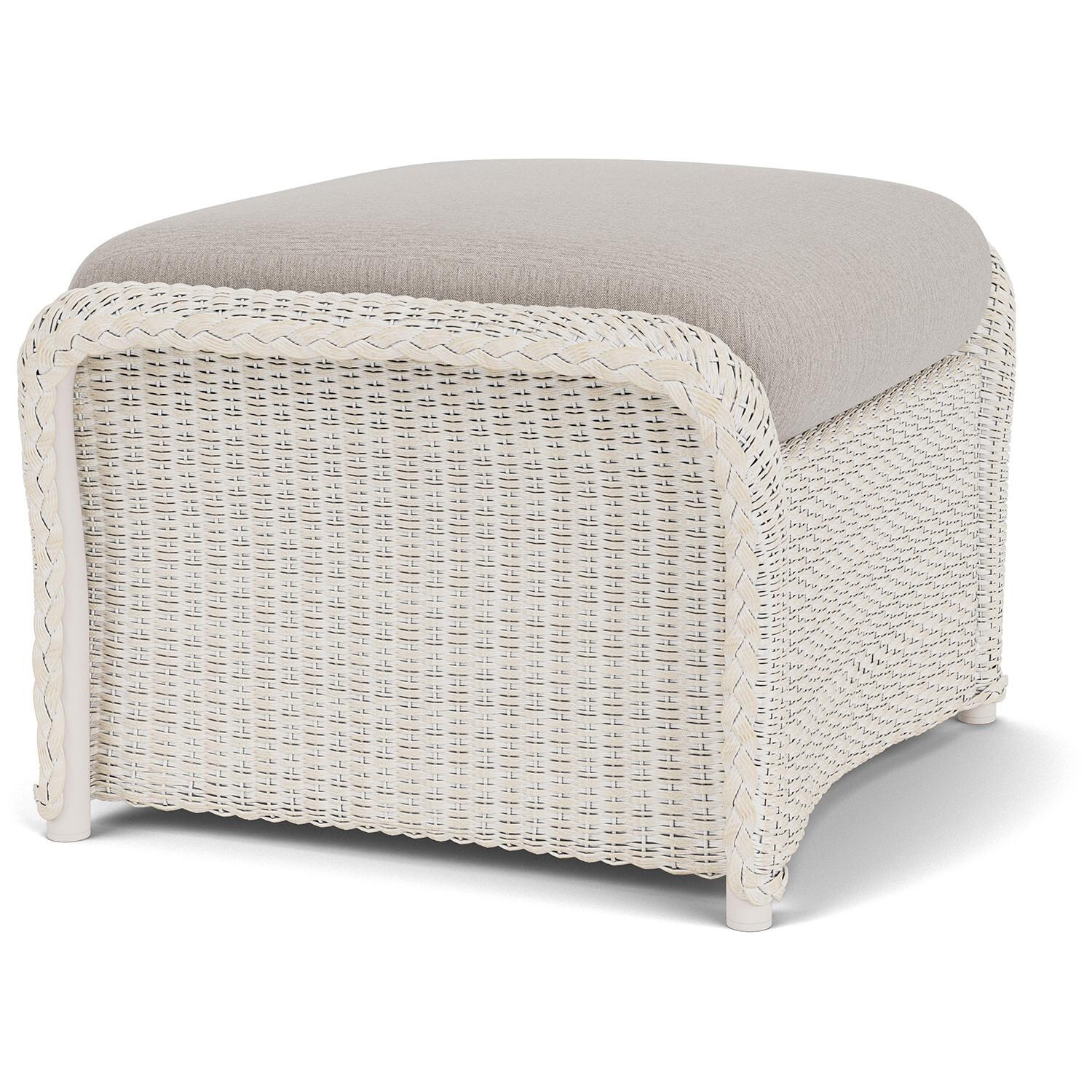 Weekend Retreat Wicker Ottoman in Antique White/Remy Cloud By Lloyd ...
