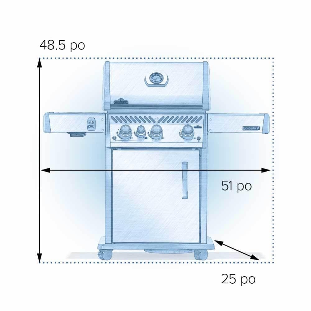Napoleon Rogue PRO 425 3-Burner Propane Grill w/ Infrared Side Burner ...