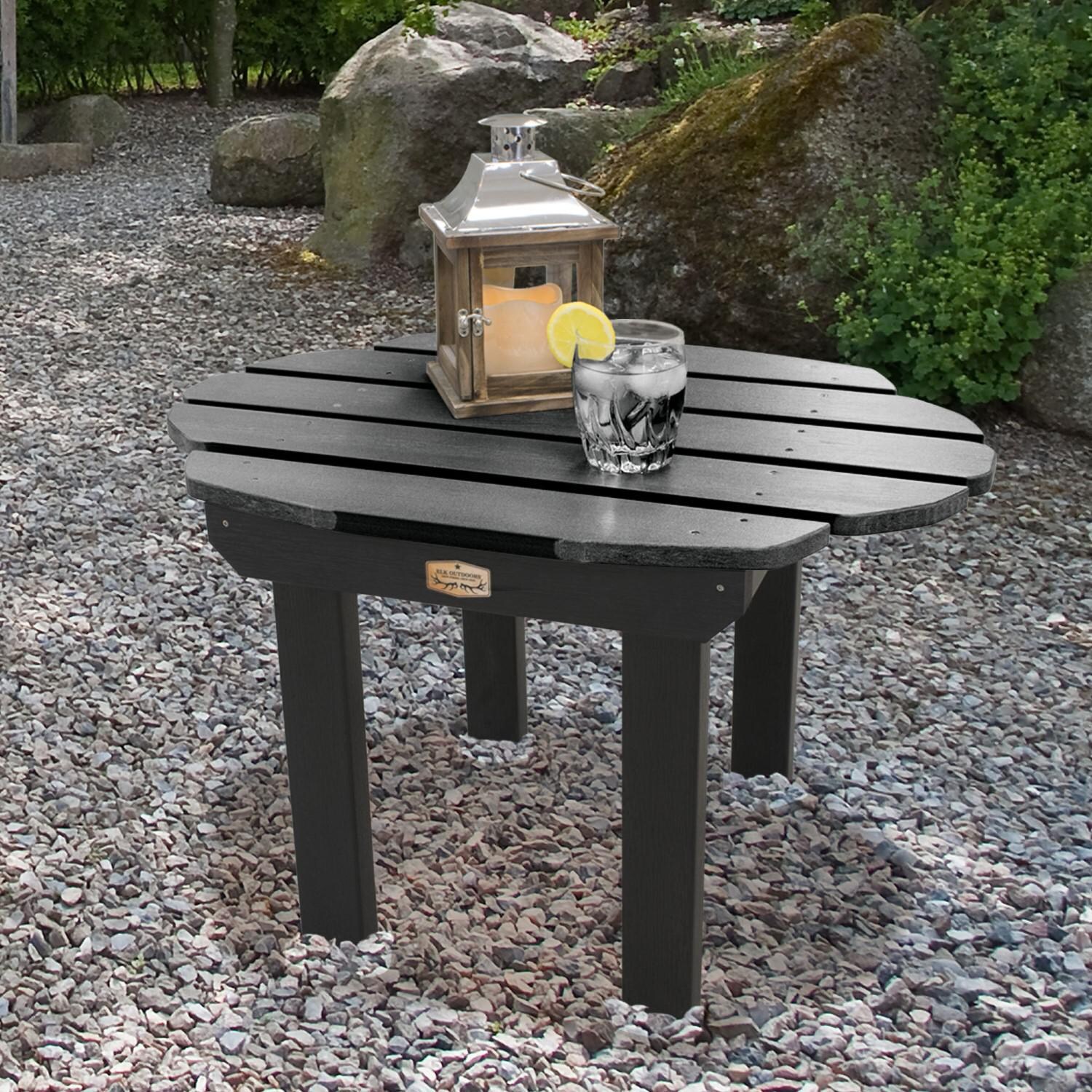 POLYWOOD 18-Inch Round Side Table - Black : BBQGuys