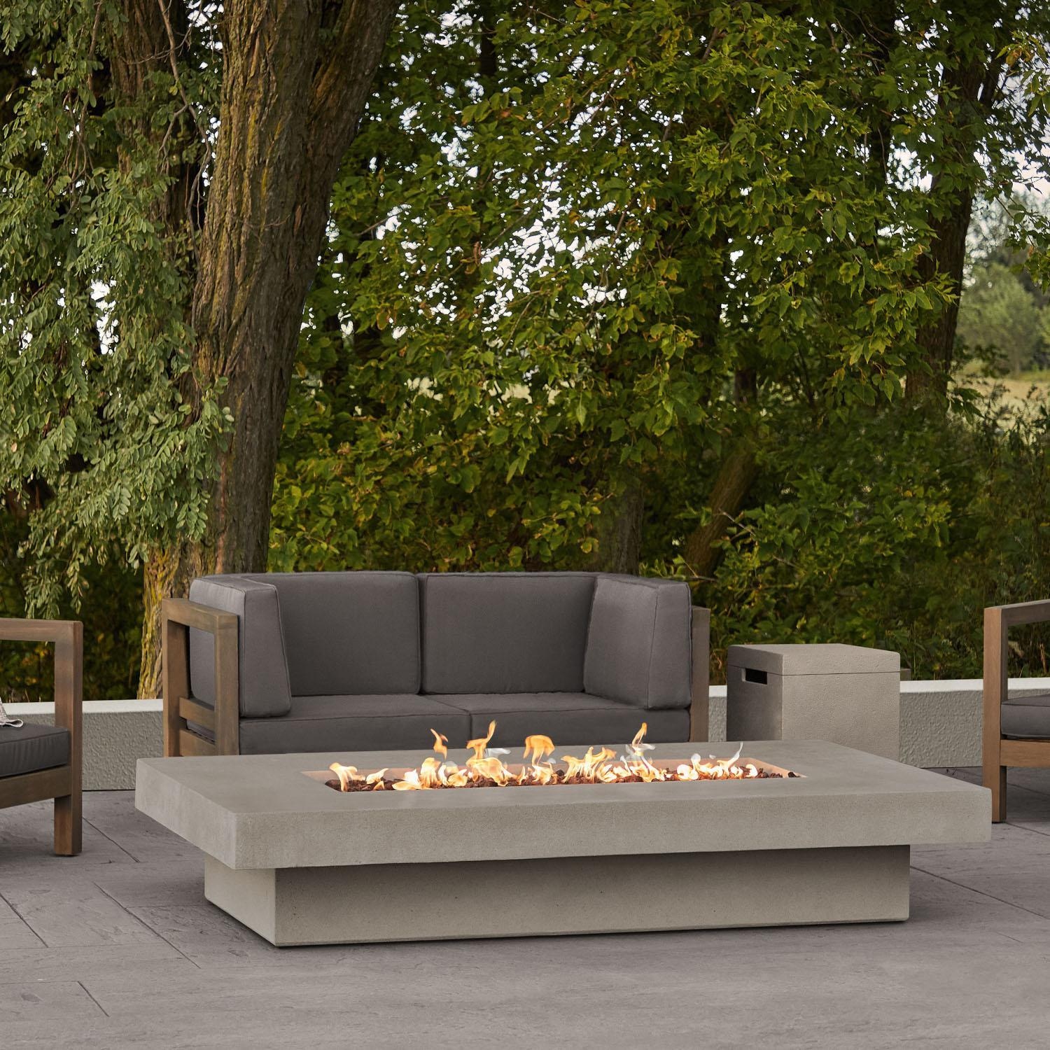 Hickory Bay 72 Inch Rectangular GFRC Propane Fire Pit Table in Flint by ...