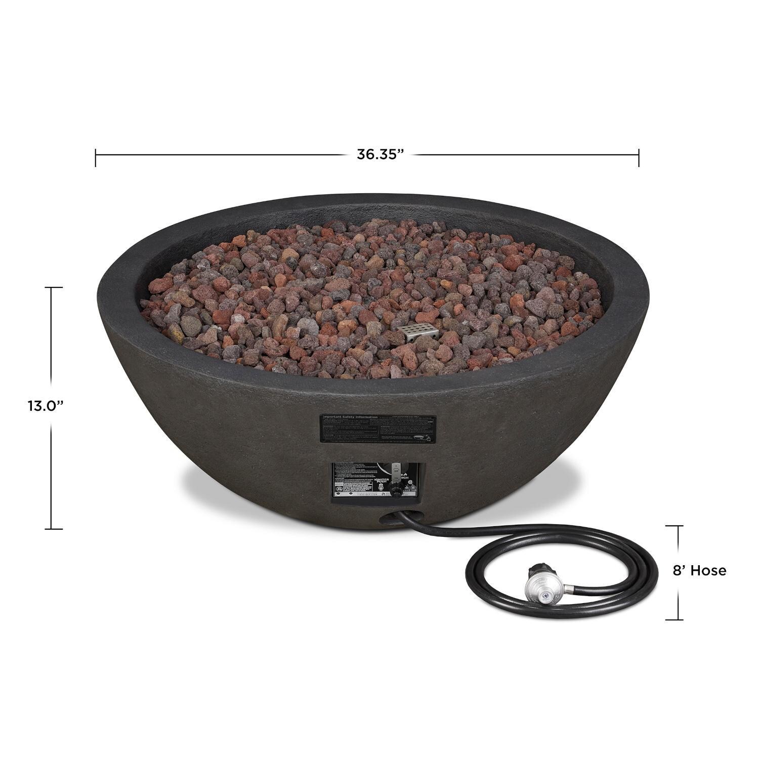 Creekwood 36 Inch Round MGO Natural Gas Fire Bowl in Shale By Lakeview ...