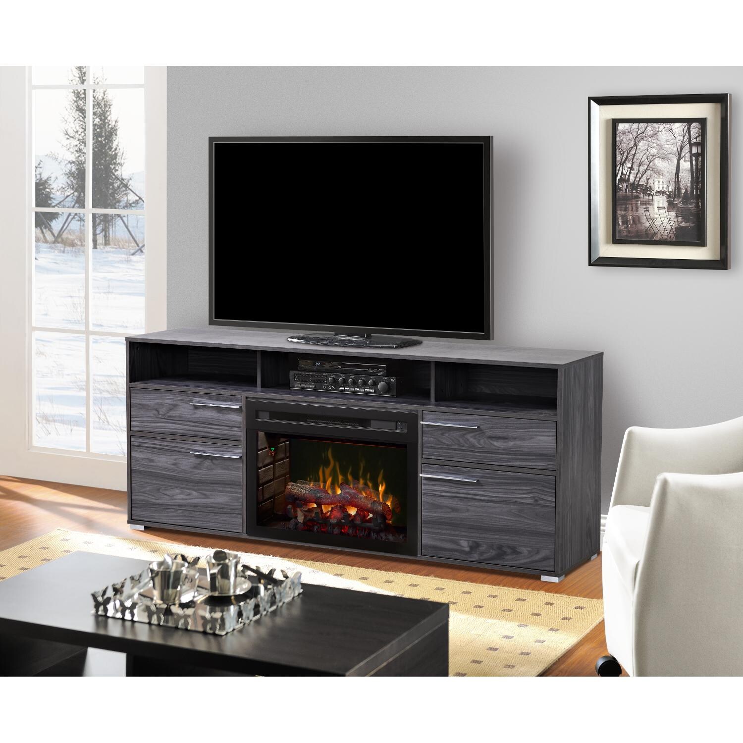 Dimplex Multi-Fire XD Sander 66-Inch Electric Fireplace Media Console ...