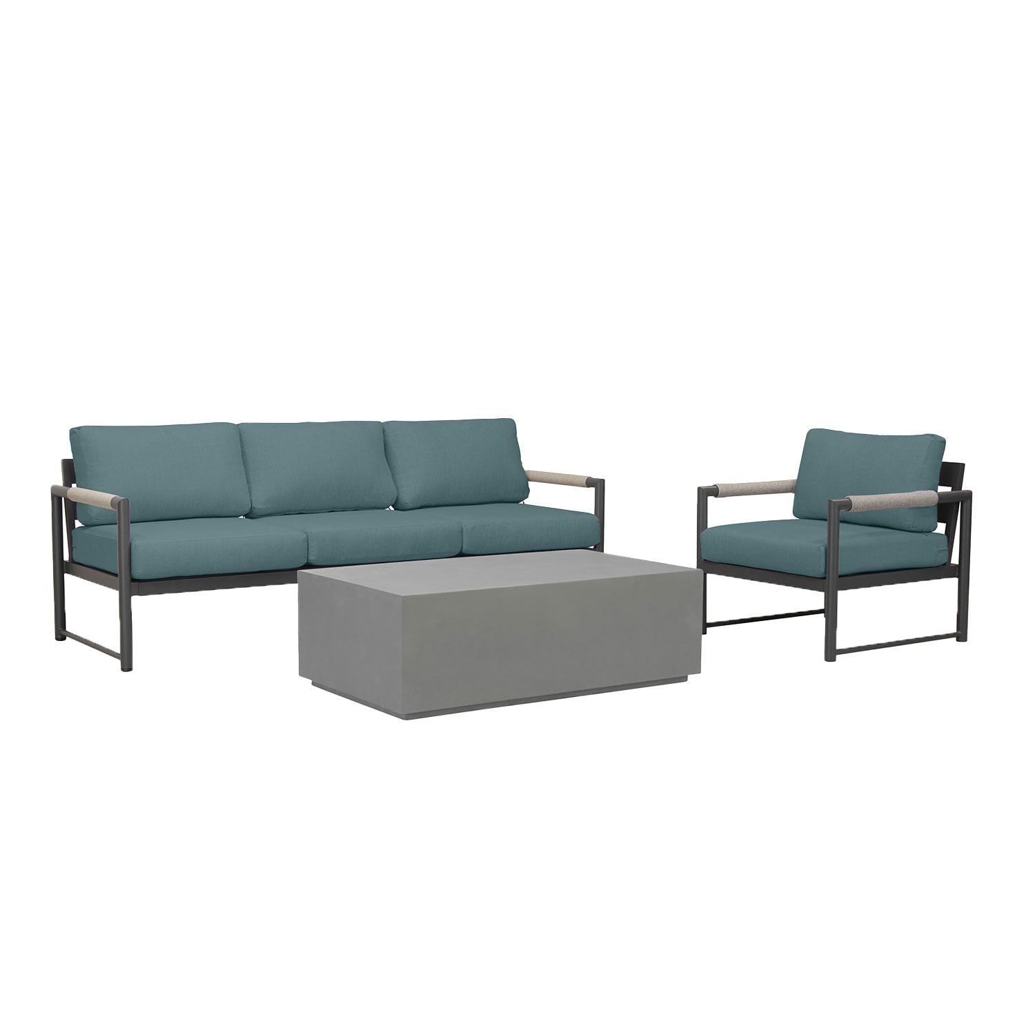 Avenue Bay 3 Pc Aluminum Sofa Set in Slate/Cast Lagoon by Lakeview ...