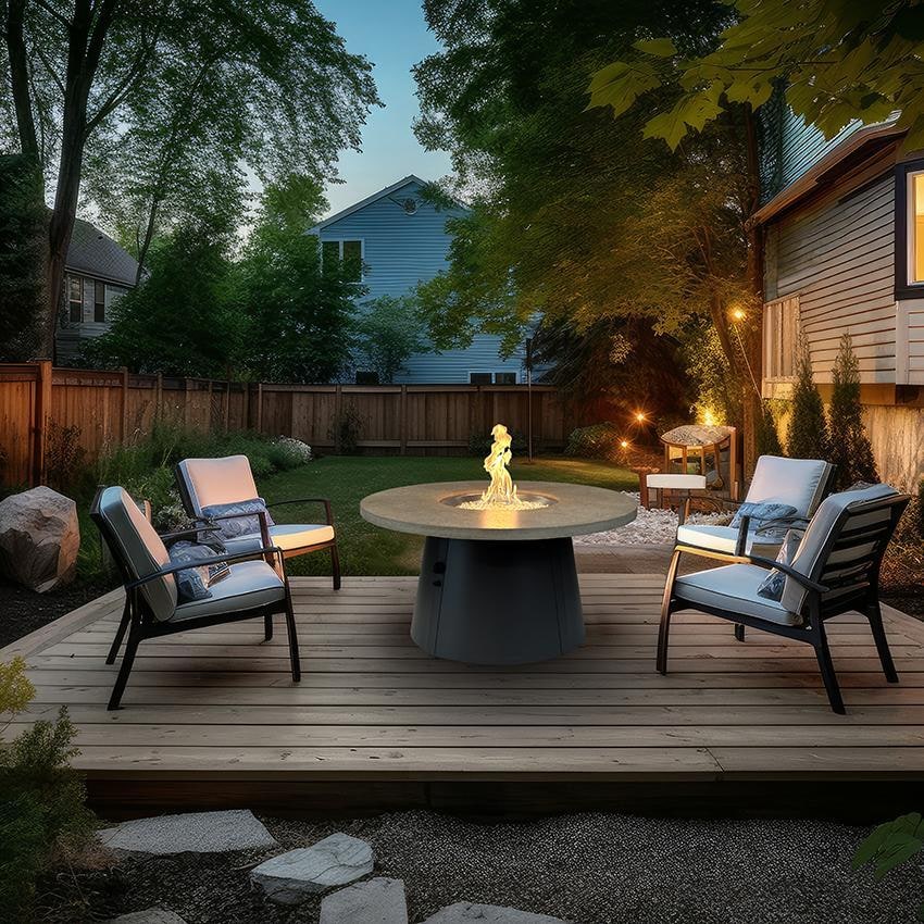 Cirvalo 48 Inch Round Natural Gas Fire Pit in Relic Grey/Charcoal by ...