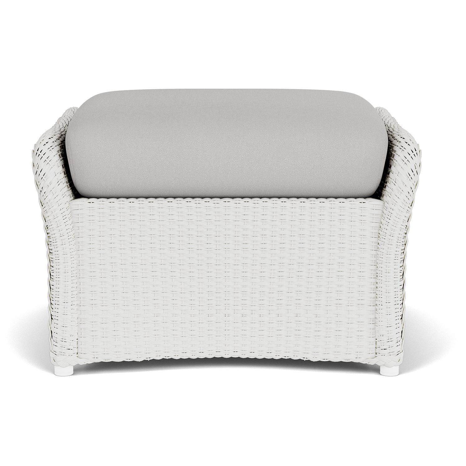 Weekend Retreat Wicker Ottoman in Matte White/Tundra Dove By Lloyd ...