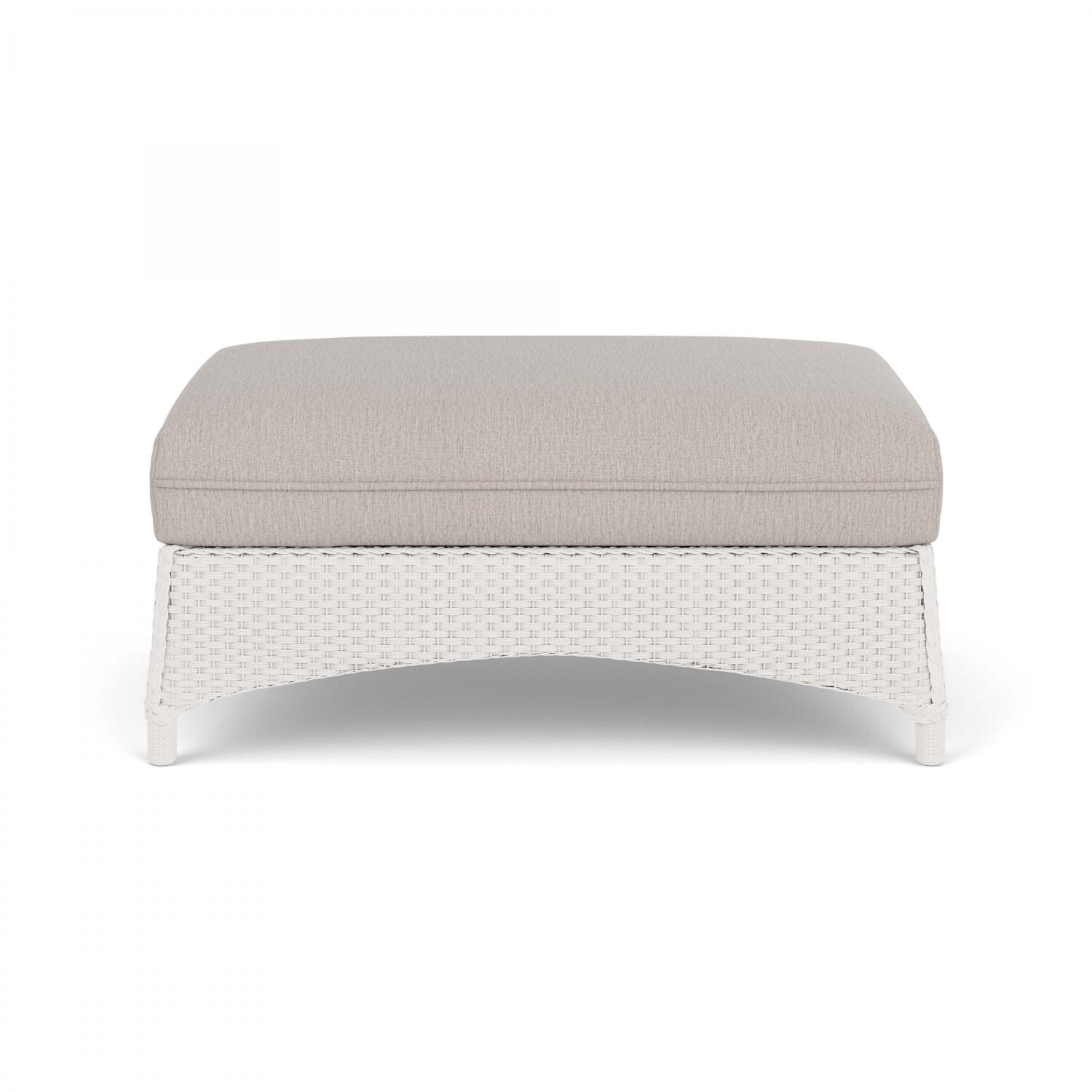 Lloyd Flanders Mandalay Loom Wicker Large Ottoman in White Remy Cloud Outdoor Patio Furniture 270270012001