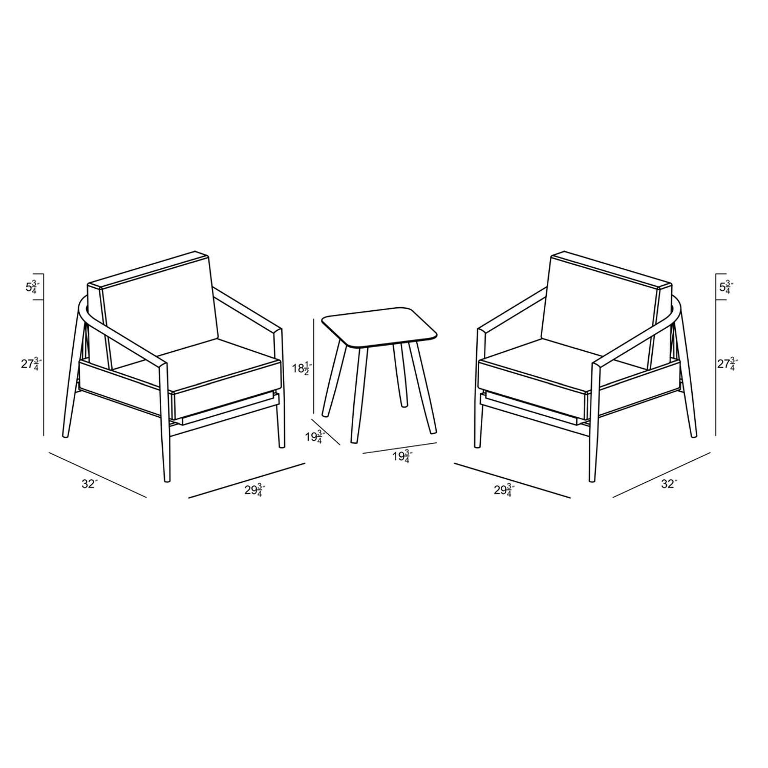Midnight Cove 3 Pc Aluminum Seating Set w/ Club Chairs in Black/Cast ...