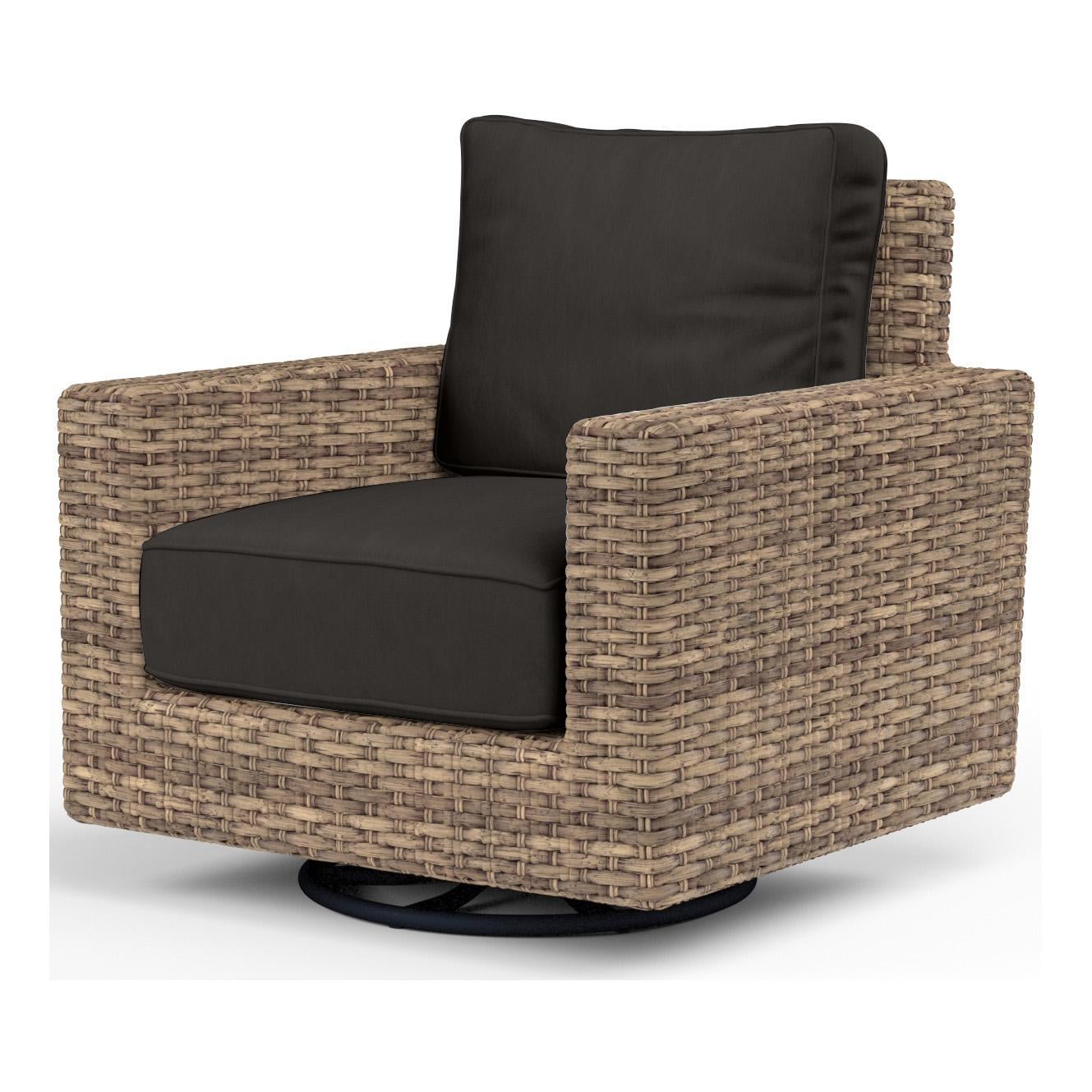 Havana Wicker Swivel Rocker Club Chair in Tobacco/Spectrum Carbon by ...
