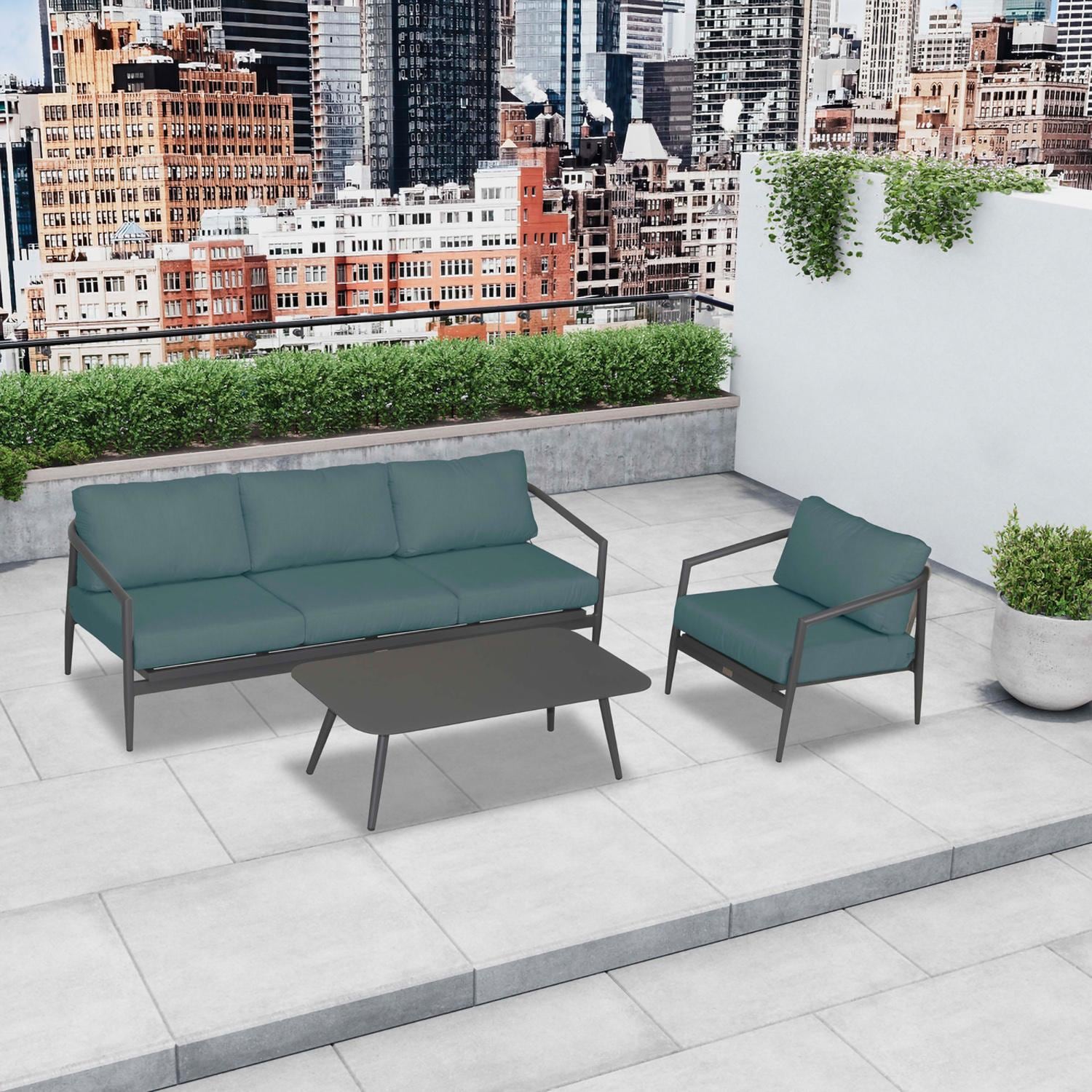 Midnight Cove 3 Pc Aluminum Seating Set in Slate/Cast Lagoon by ...